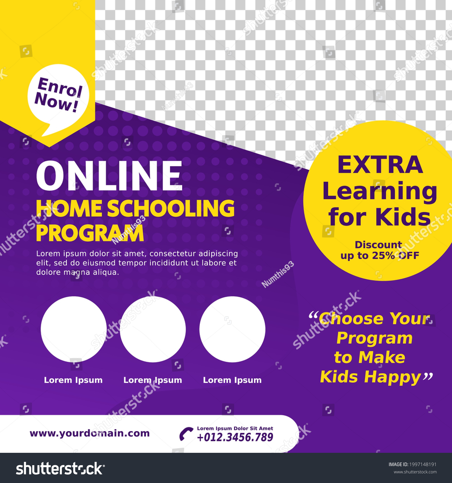 Elearning Social Media Template Layout Promotion Stock Vector (Royalty ...
