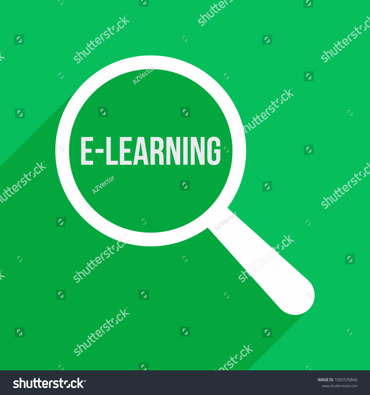 Elearning Word Magnifying Glass Vector Illustration Stock Vector ...