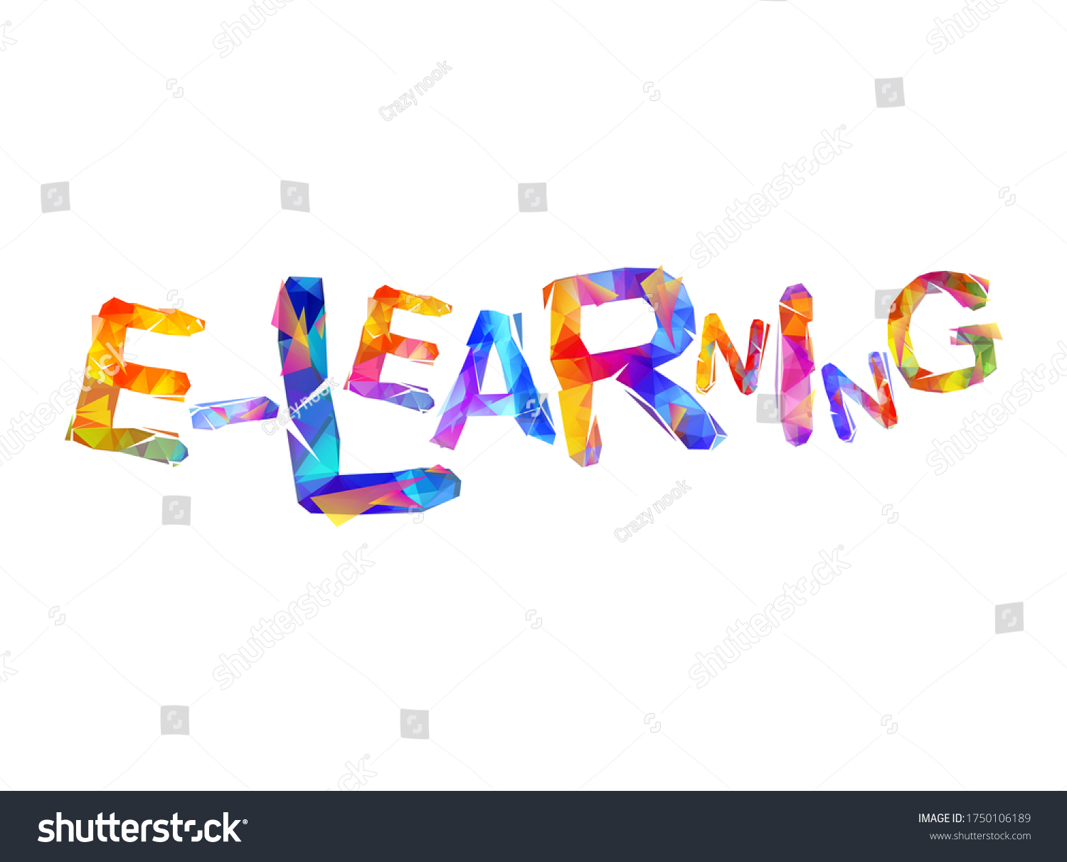 Elearning Word Colorful Triangular Vector Letters Stock Vector (Royalty ...