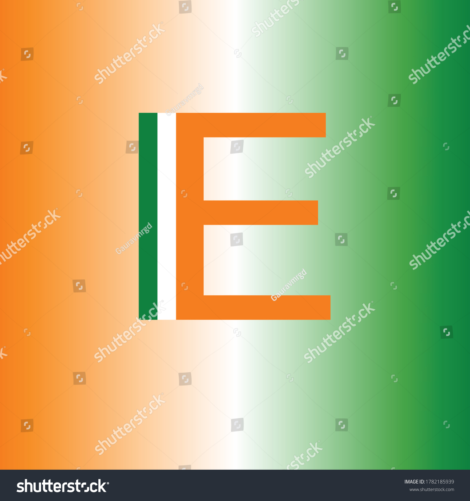E Letter Indian Flag Design Stock Vector (Royalty Free) 1782185939