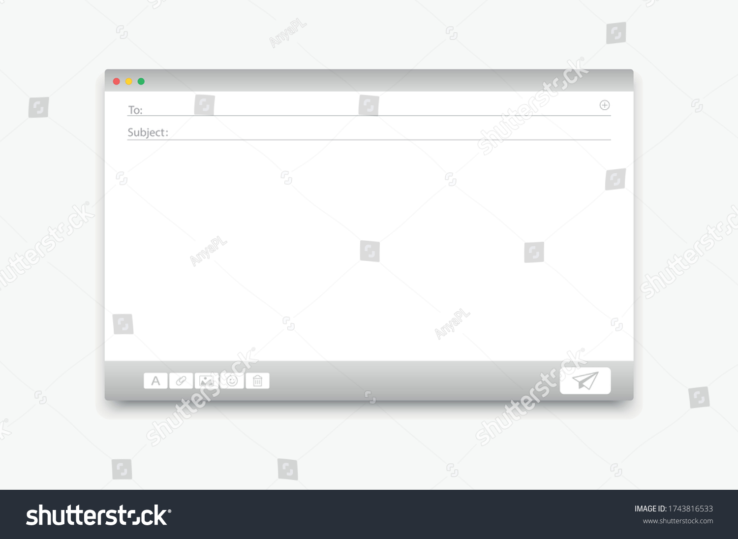 Email Blank Template Mockup Mail Window Stock Vector (Royalty Free ...