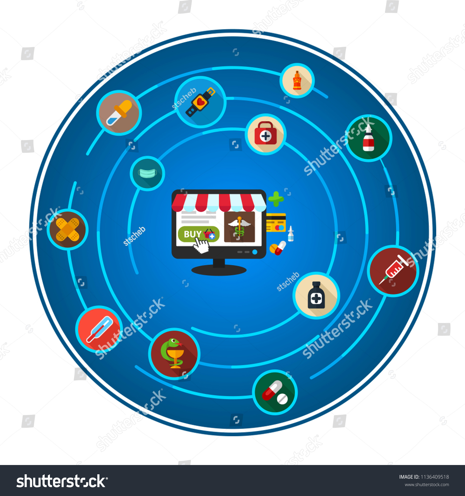 Epharmacy Flat Icons Concept Vector Illustration Stock Vector (Royalty ...