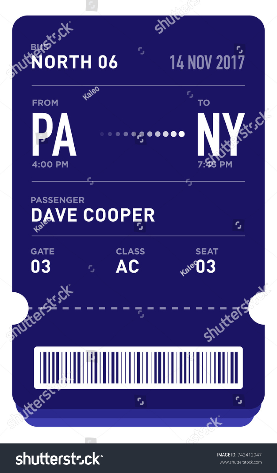 Eticket Boarding Pass Card Template Bar 스톡 벡터(로열티 프리) 742412947 ...
