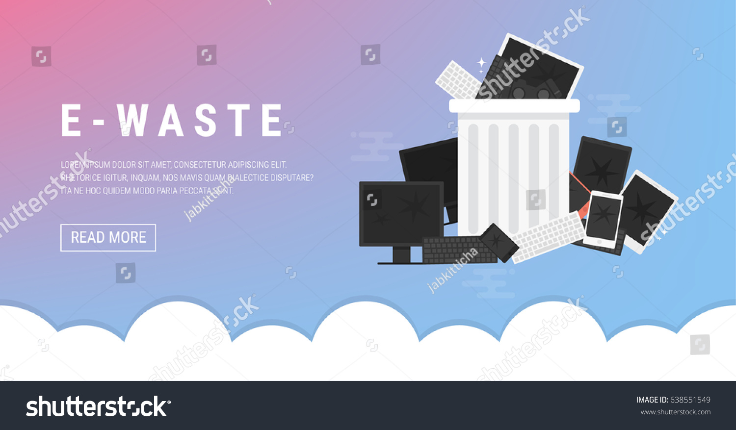 Ewaste Recycle Bin Flat Design Stock Vector (Royalty Free) 638551549 ...