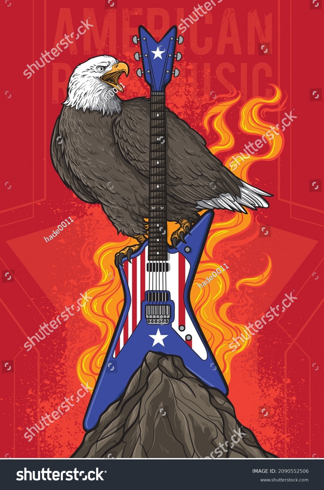 Eagle Guitar Vector On Red Background Stock Vector (Royalty Free ...