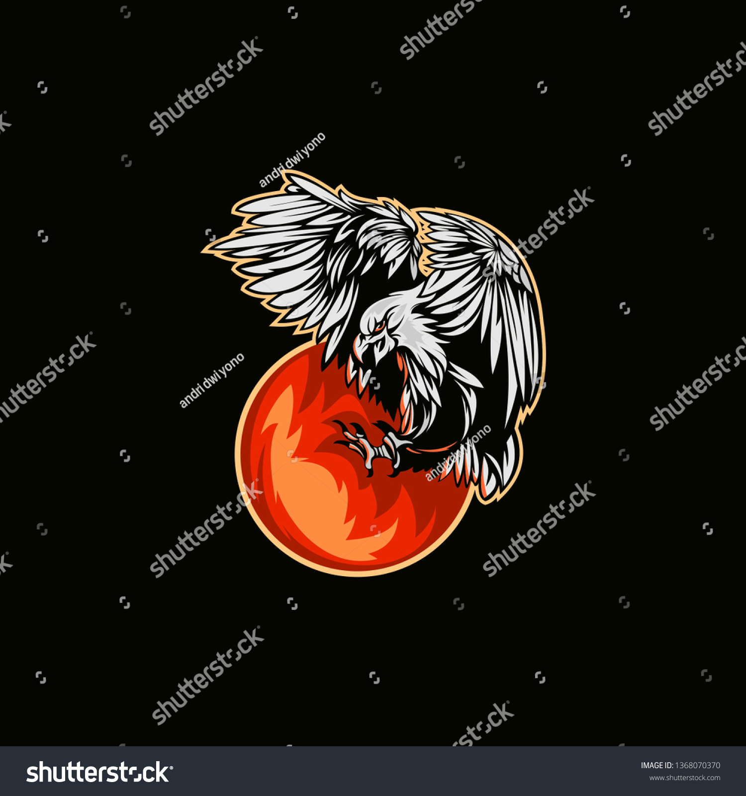Eagle Moon Flame Stock Vector (Royalty Free) 1368070370