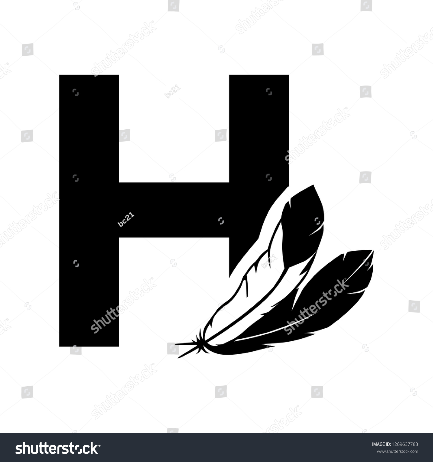 Eagle Feathers Letter H Stock Vector (Royalty Free) 1269637783