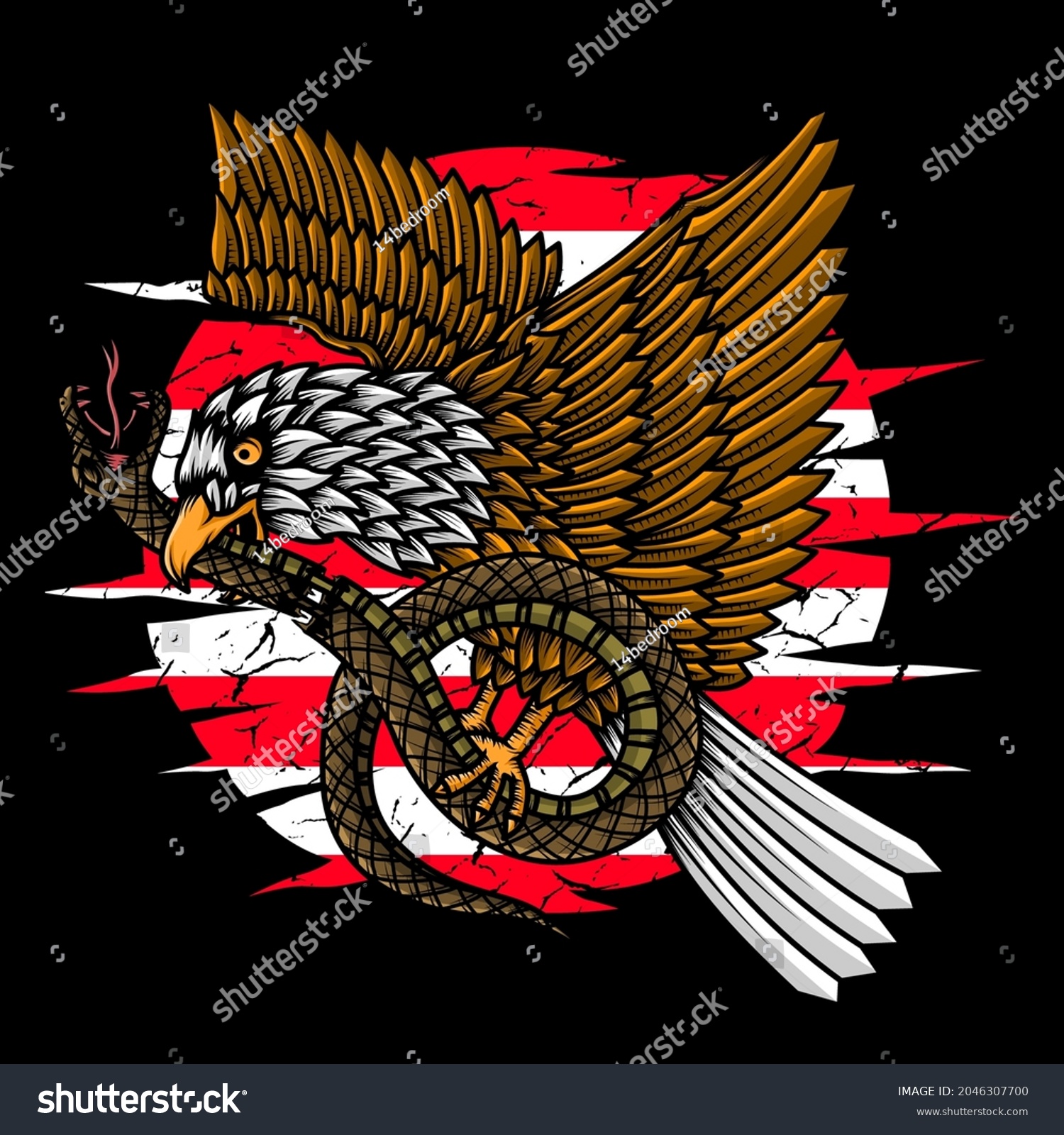 Eagle Fighting Snake Illustration Design Stock Vector (Royalty Free ...