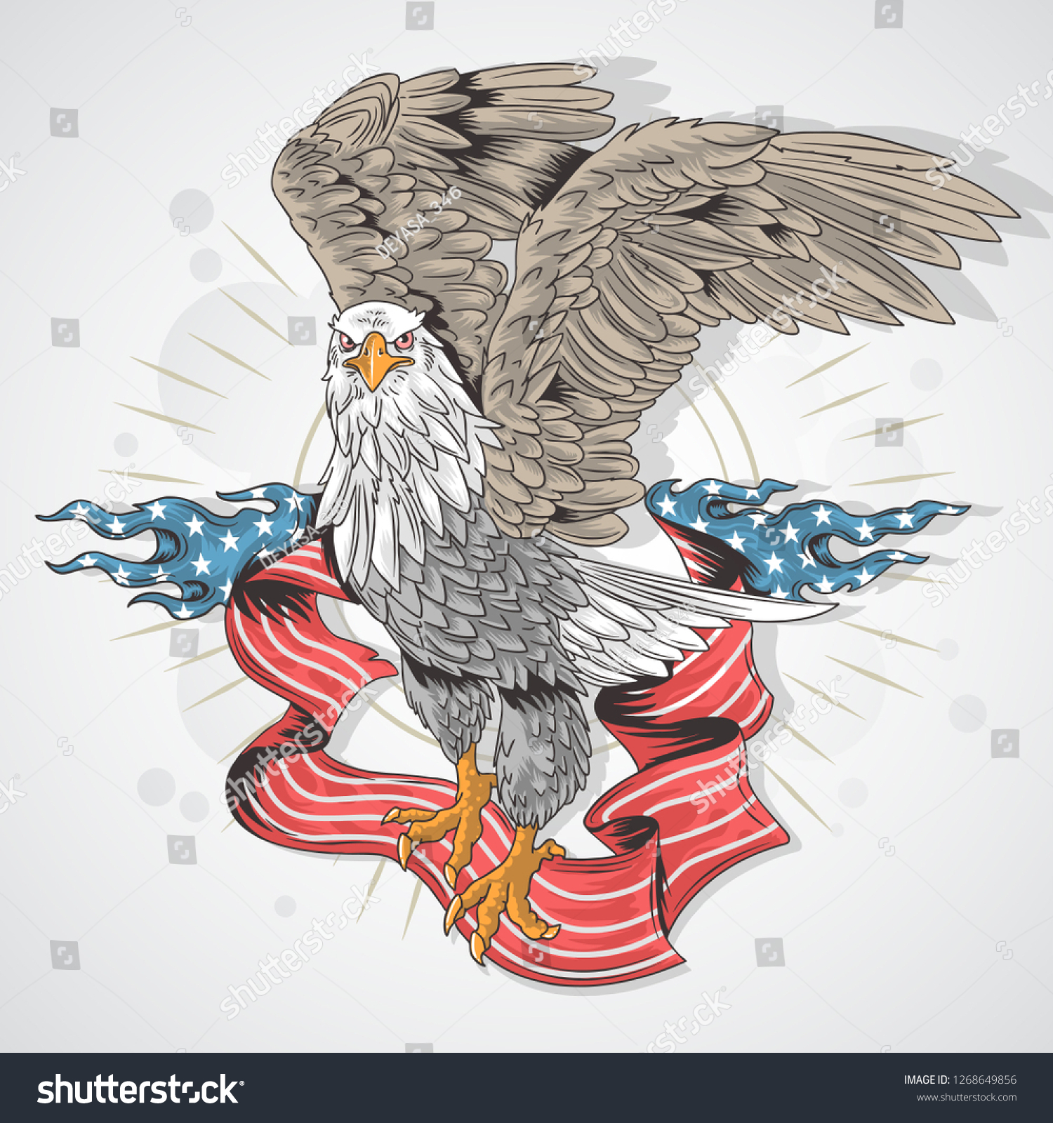 Eagle Hawk Usa Flag Detail Vector 스톡 벡터(로열티 프리) 1268649856 | Shutterstock