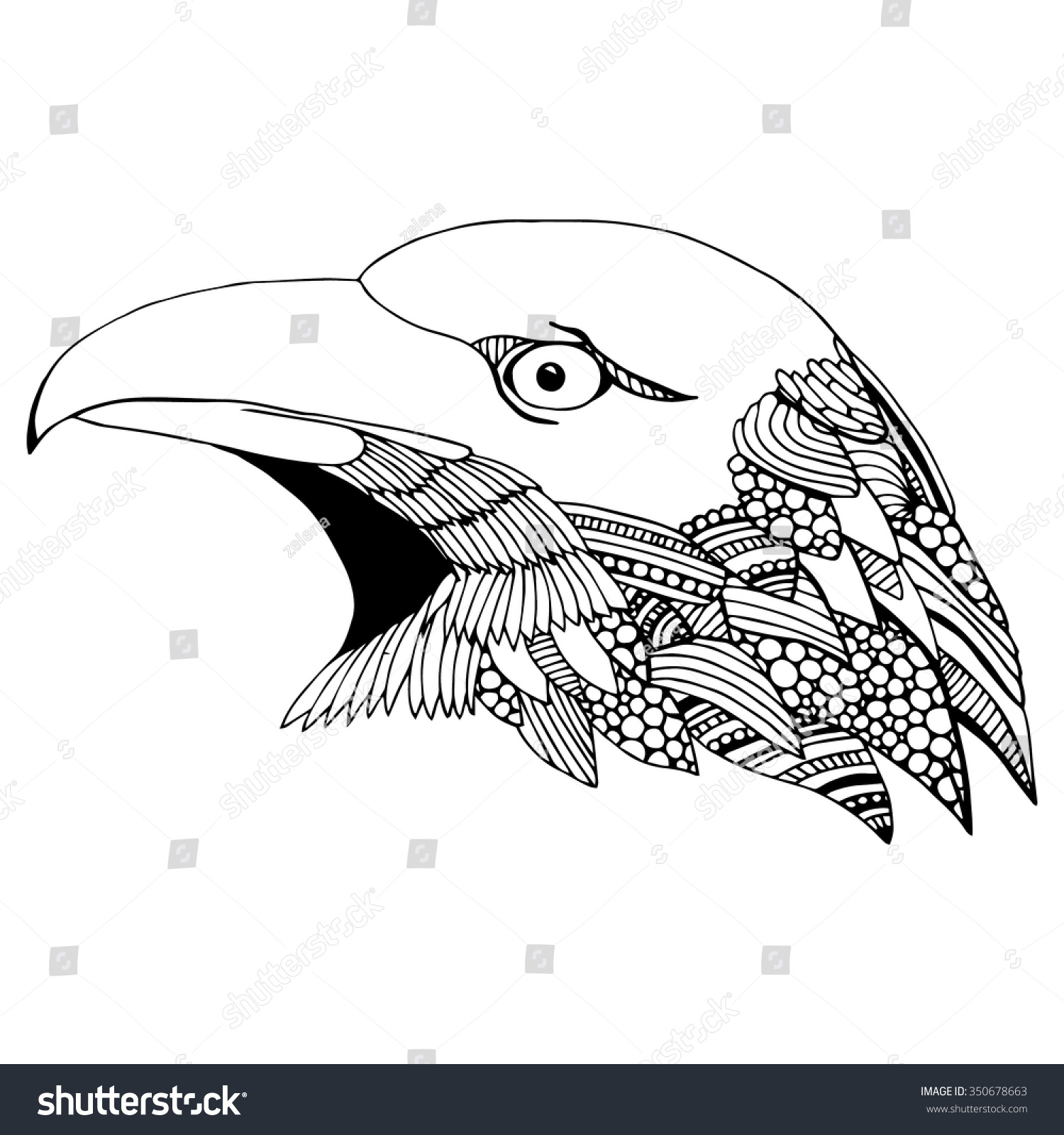 Eagle Head Doodle Illustration Stock Vector 350678663 - Shutterstock