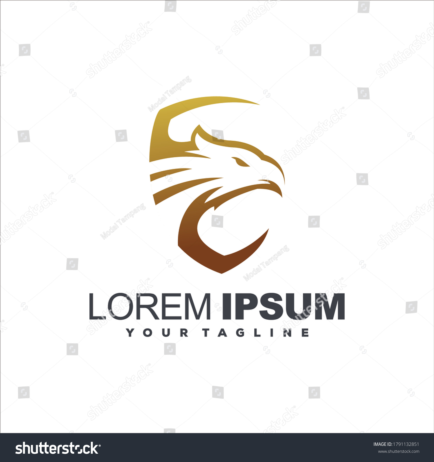 Eagle Head Gold Logo Design Stock Vector (Royalty Free) 1791132851 ...