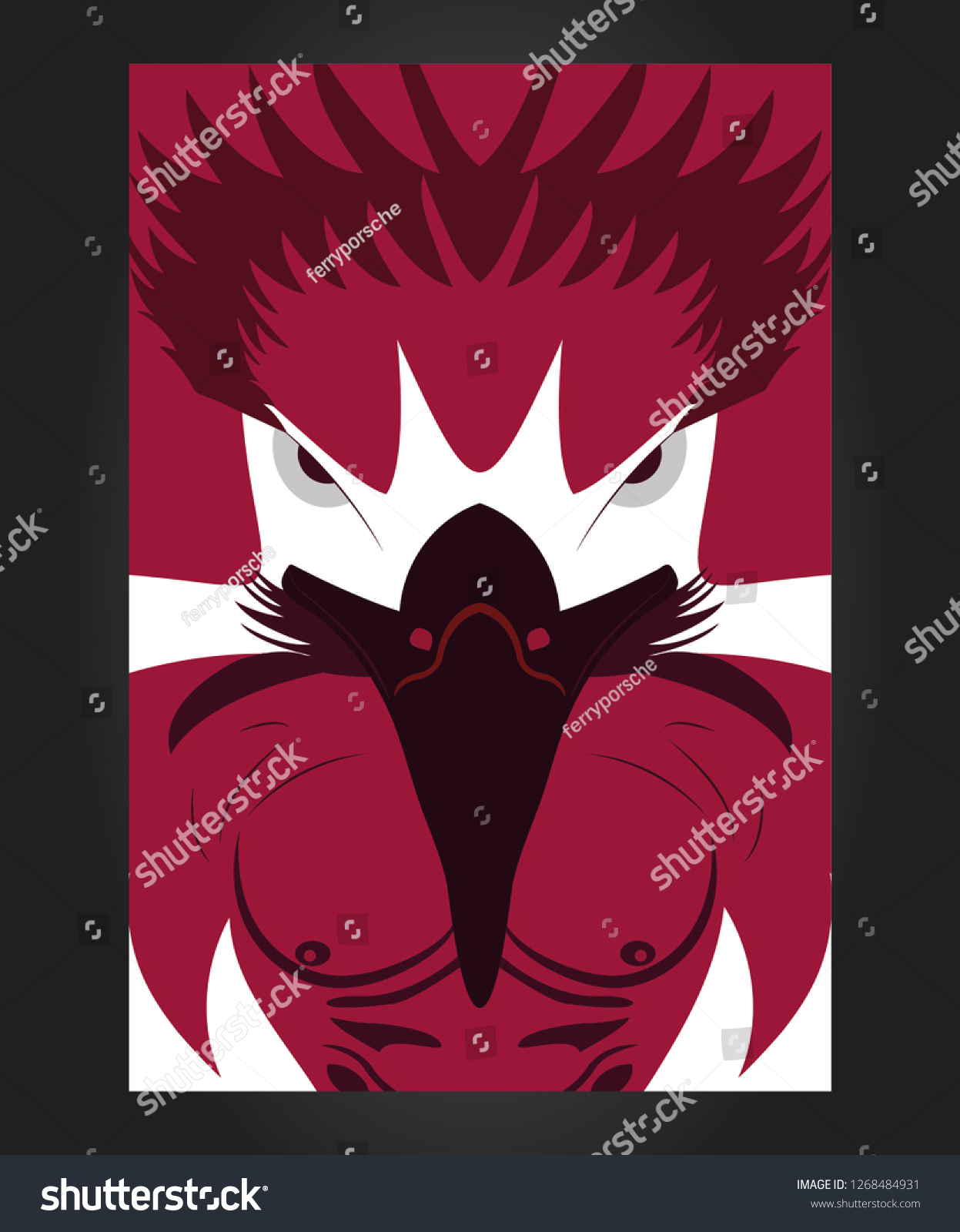Eagle Illustration Claret Red Eagle Poster Stock Vector (Royalty Free ...