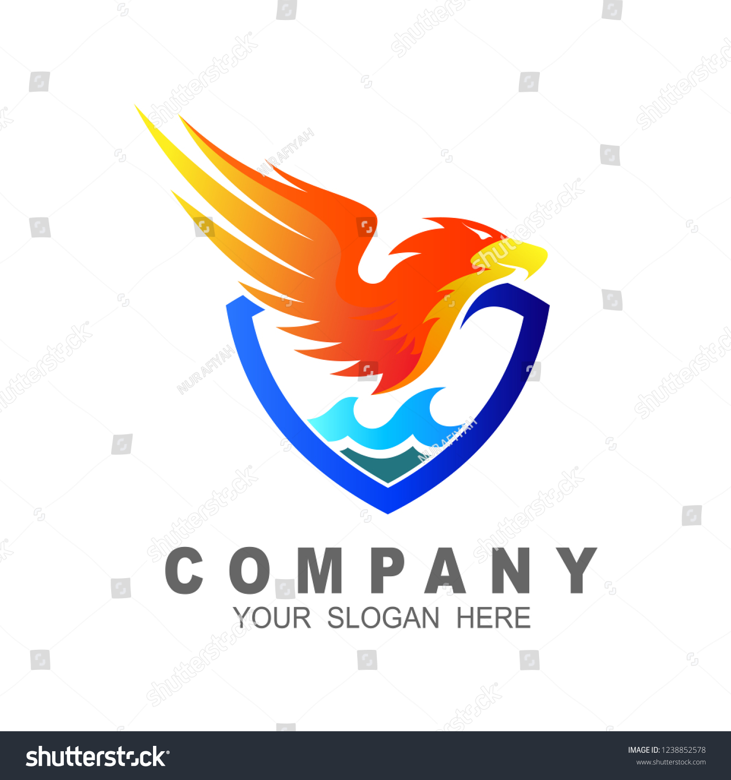 Eagle Logo Shield Wave Security Icon Stock Vector (Royalty Free ...