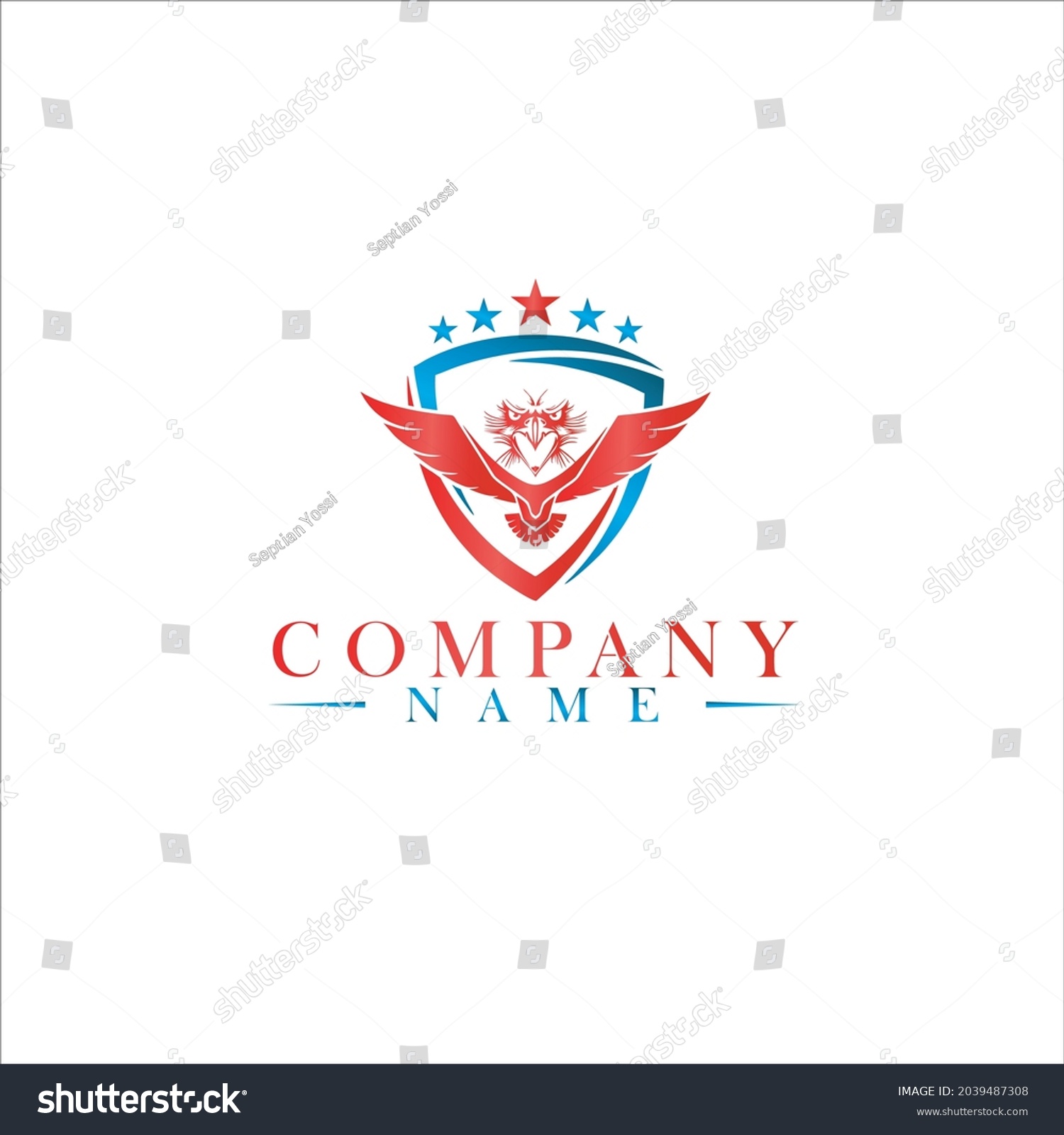 Eagle Logo Red Blue Shield Stock Vector (Royalty Free) 2039487308