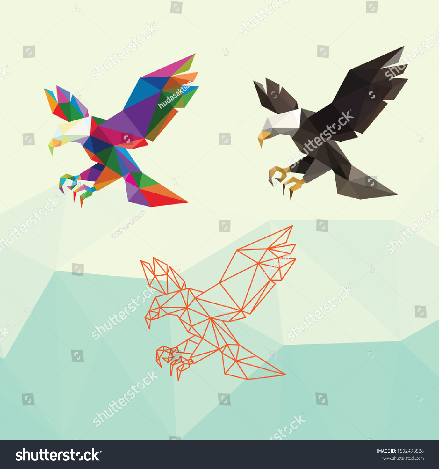 Eagle Low Poly Line Logo Icon Stock Vector (Royalty Free) 1502498888