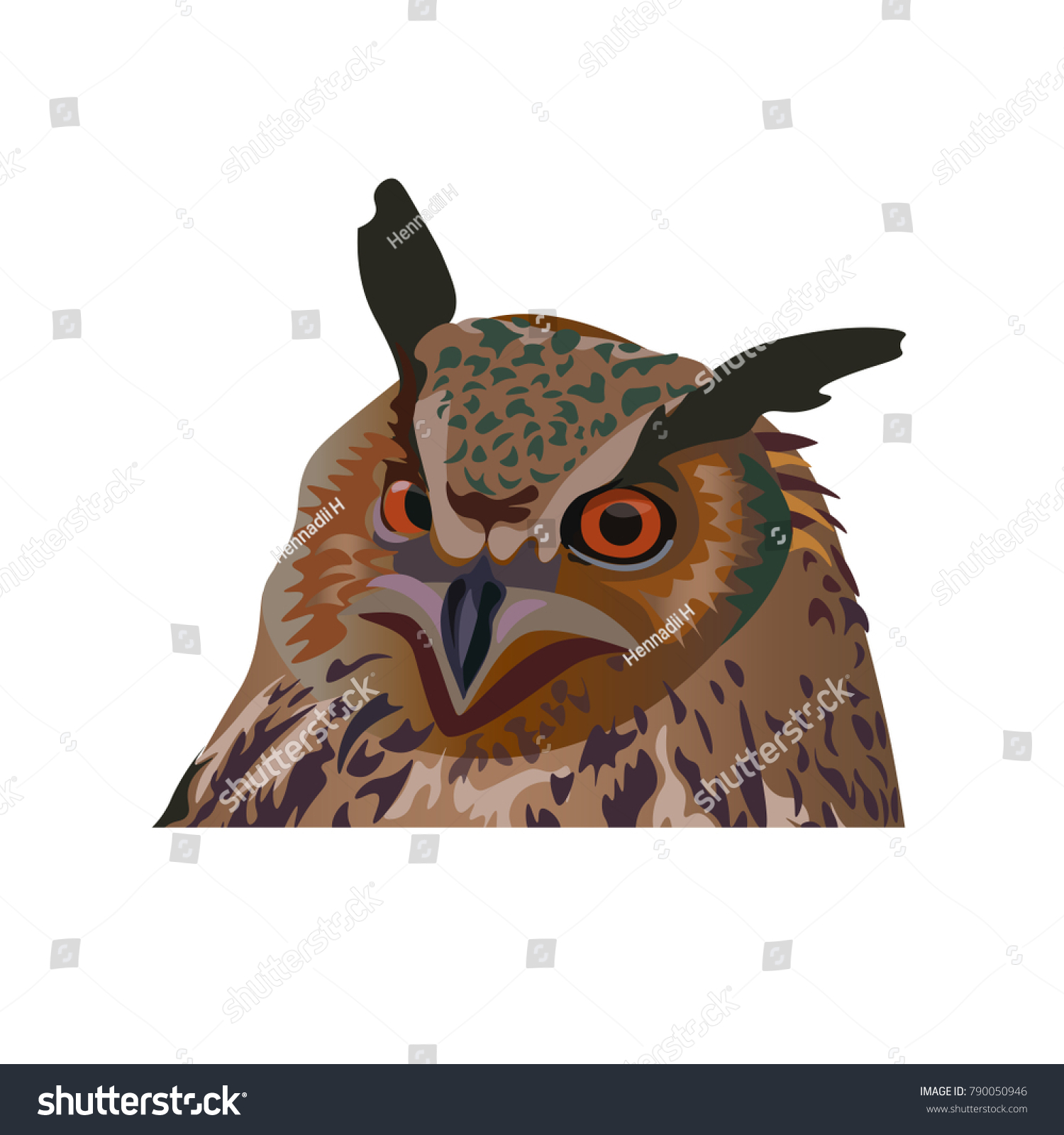 Eagleowl Portrait Vector Illustration Isolated On Stock Vector (Royalty ...