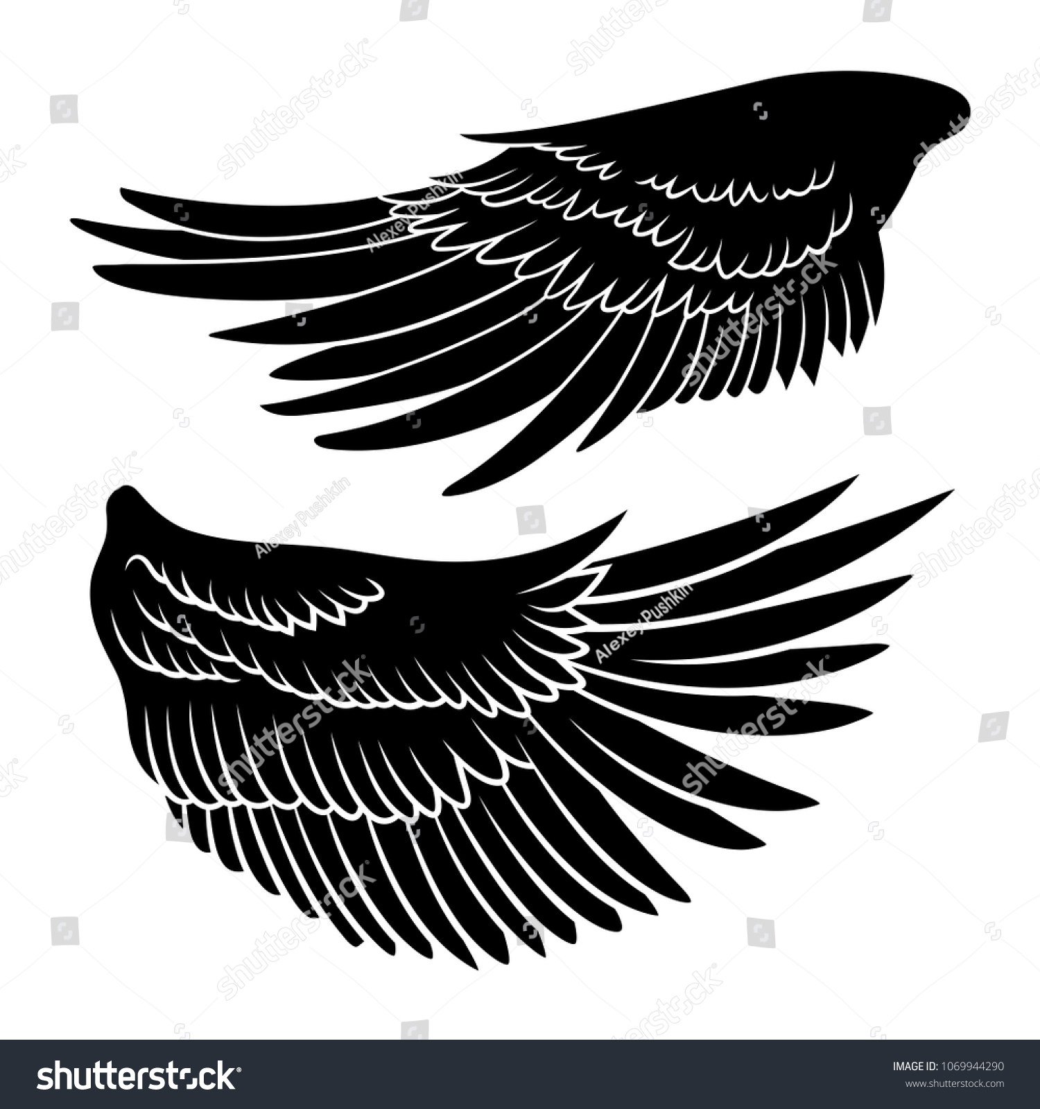 Eagle Wing Silhouettes Vector Illustration: เวกเตอร์สต็อก (ปลอดค่า ...