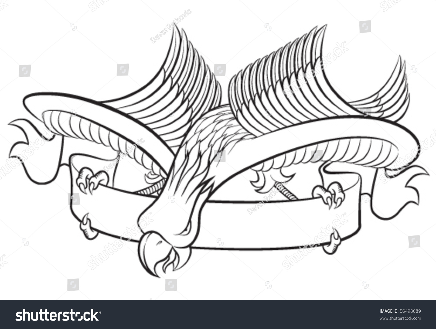 Eagle Banner Black White Vector: vector de stock (libre de regalías ...