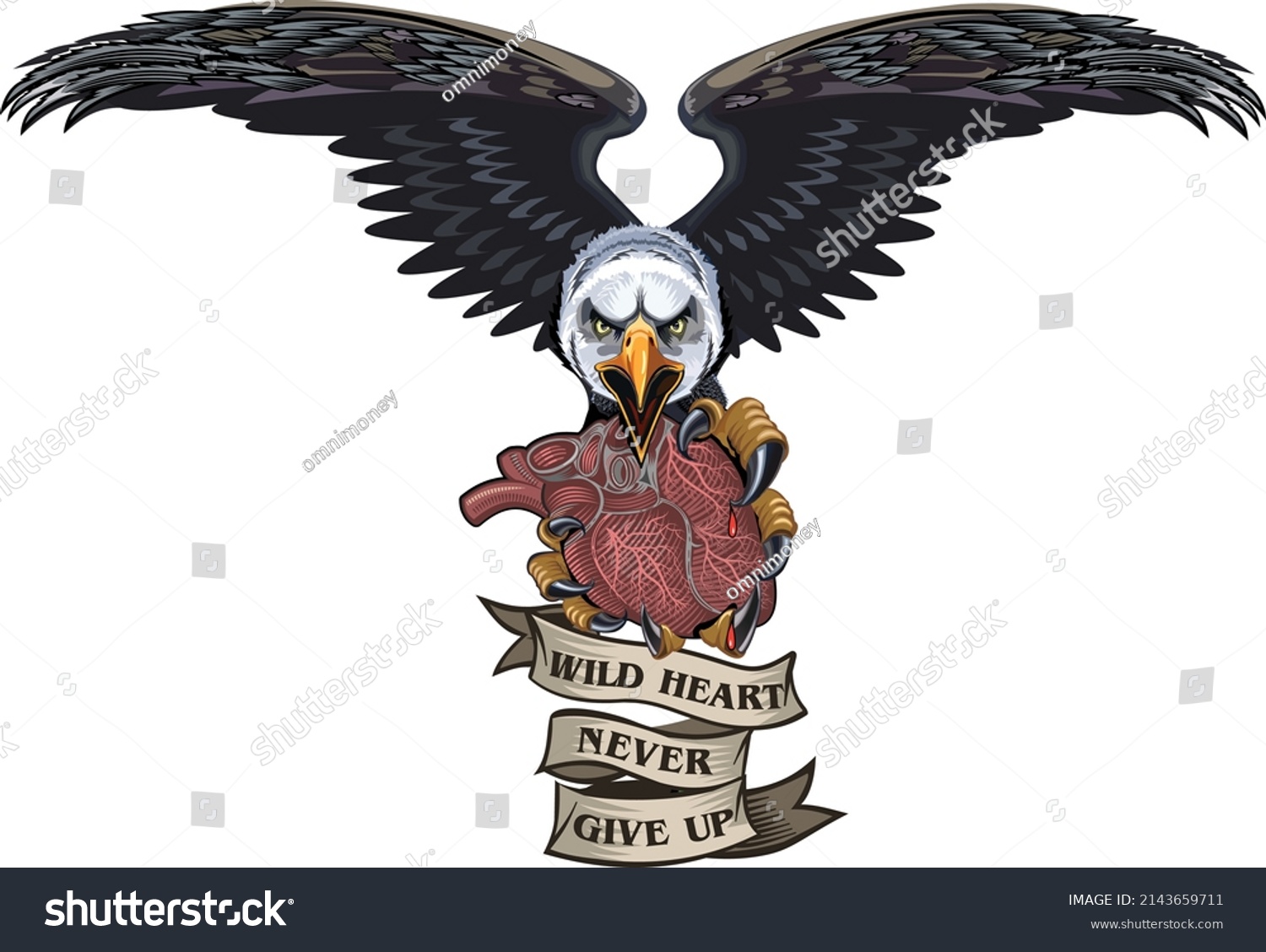Eagle Heart Ribbon Stock Vector (Royalty Free) 2143659711 | Shutterstock