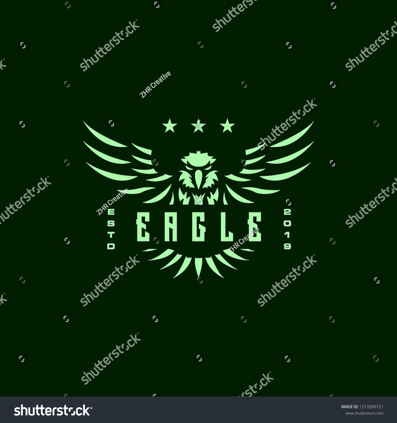 Vektor Stok Eagle Three Stars Logo Icon Vector (Tanpa Royalti ...
