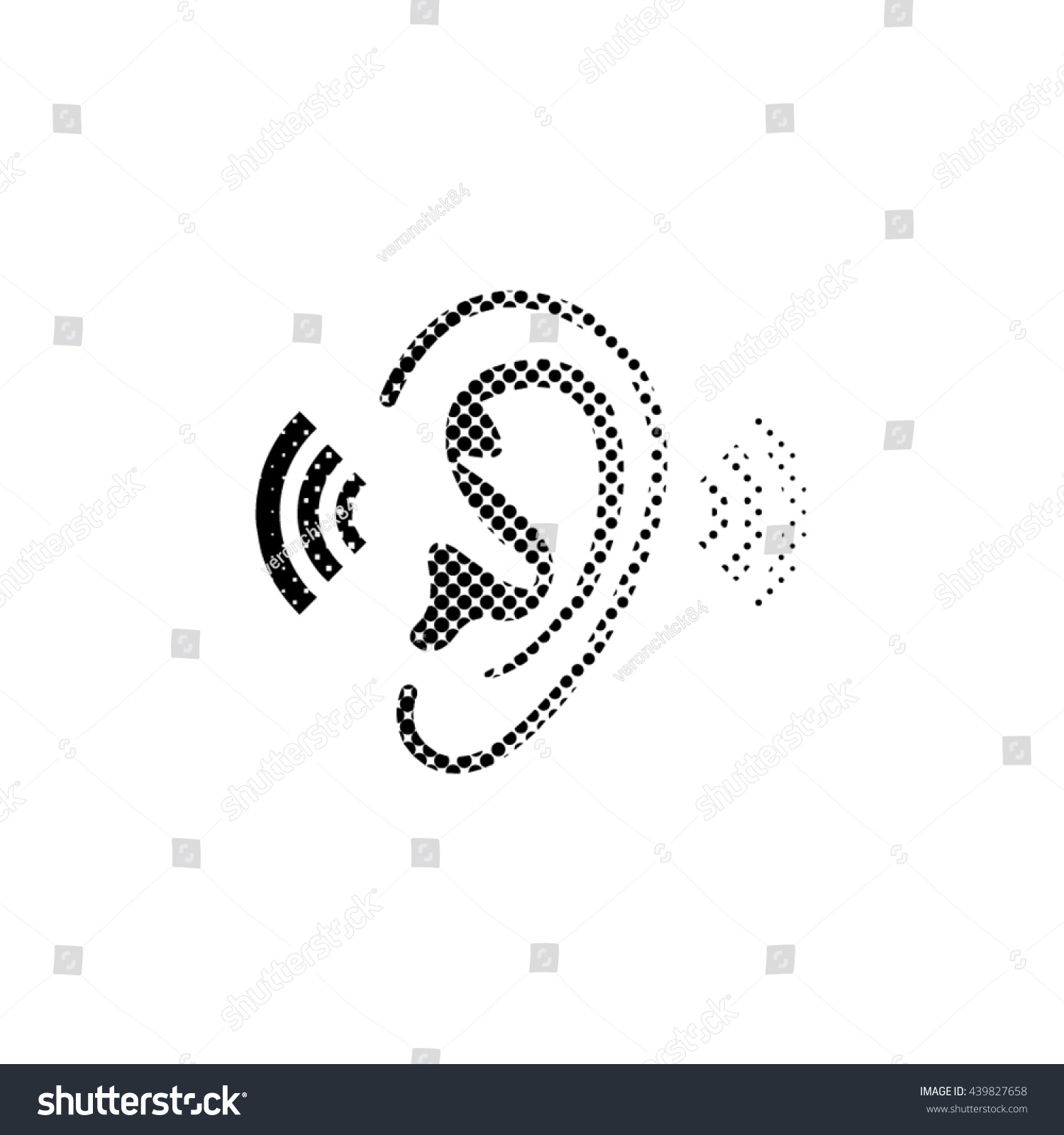 Ear Black Vector Icon Halftone Illustration Stock Vector (Royalty Free ...