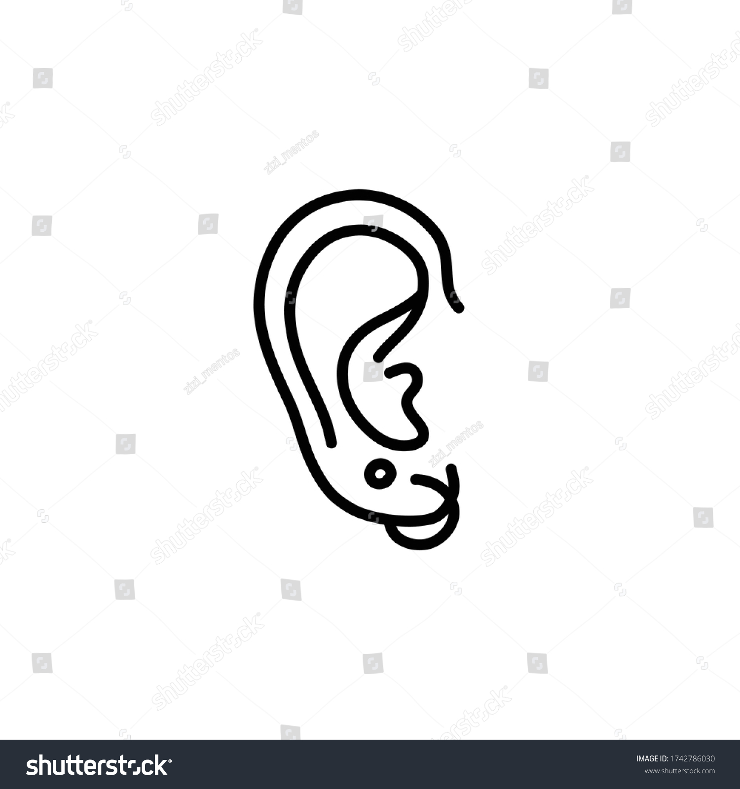Ear Piercing Doodle Icon Vector Illustration Stock Vector (Royalty Free ...