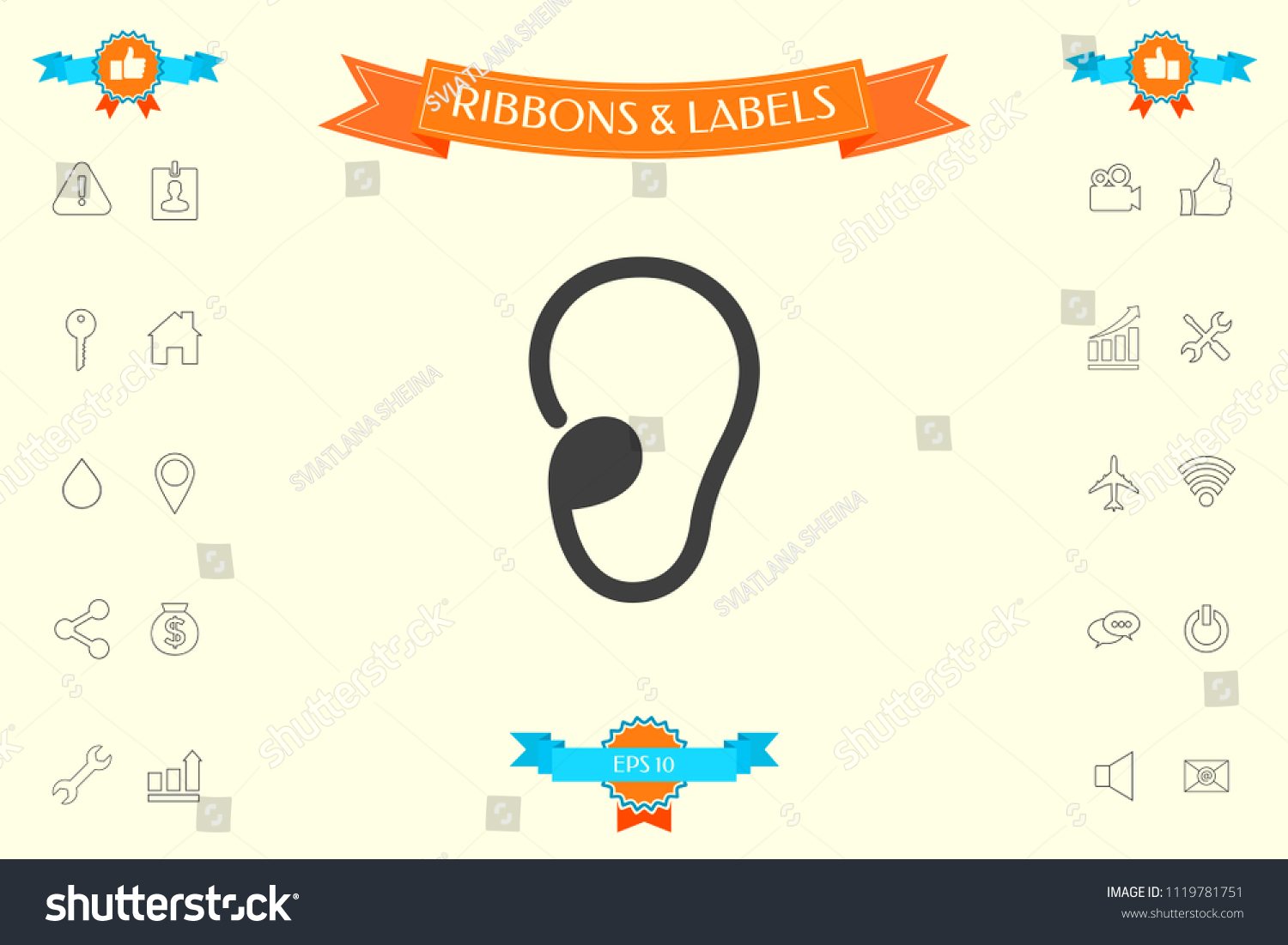 Ear Symbol Icon Stock Vector (Royalty Free) 1119781751 | Shutterstock