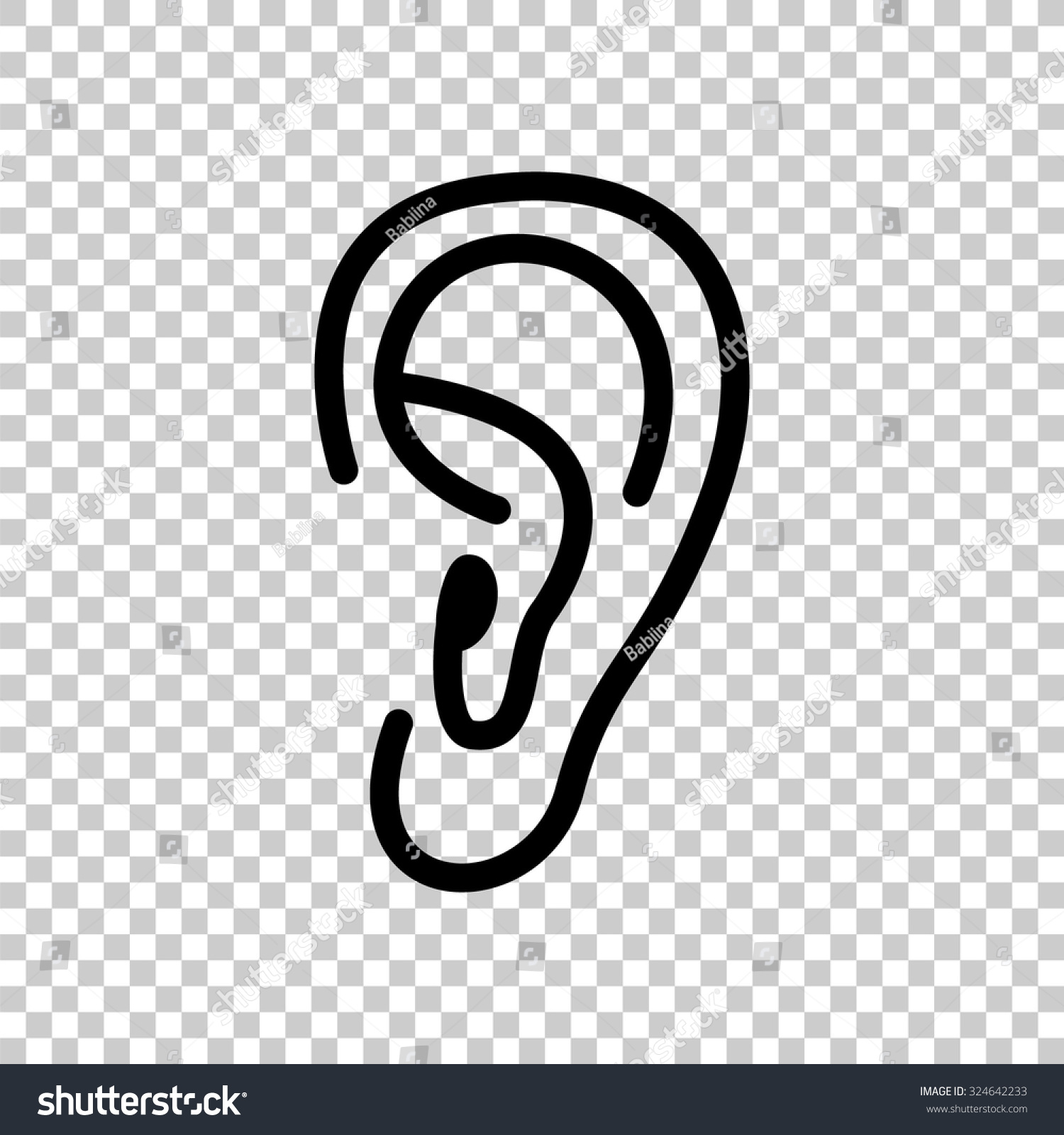 Ear Vector Icon Black Illustration Stock Vector (Royalty Free ...