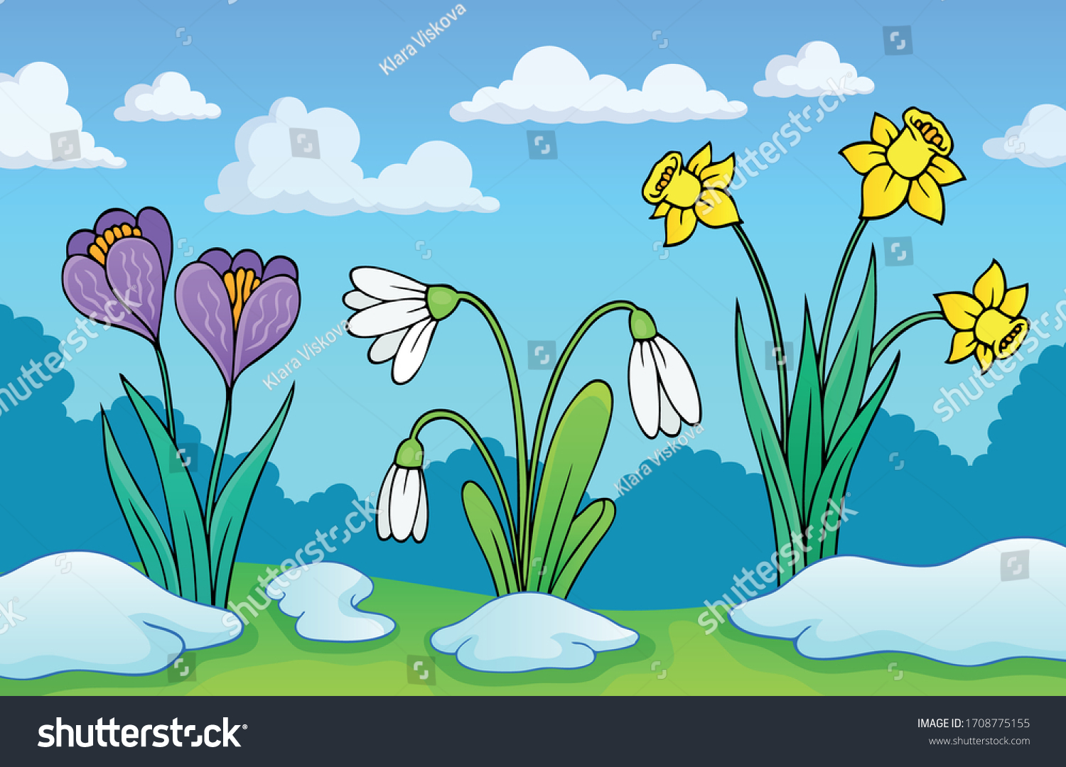 Early Spring Flowers Theme Image 1 Stock Vector (Royalty Free ...