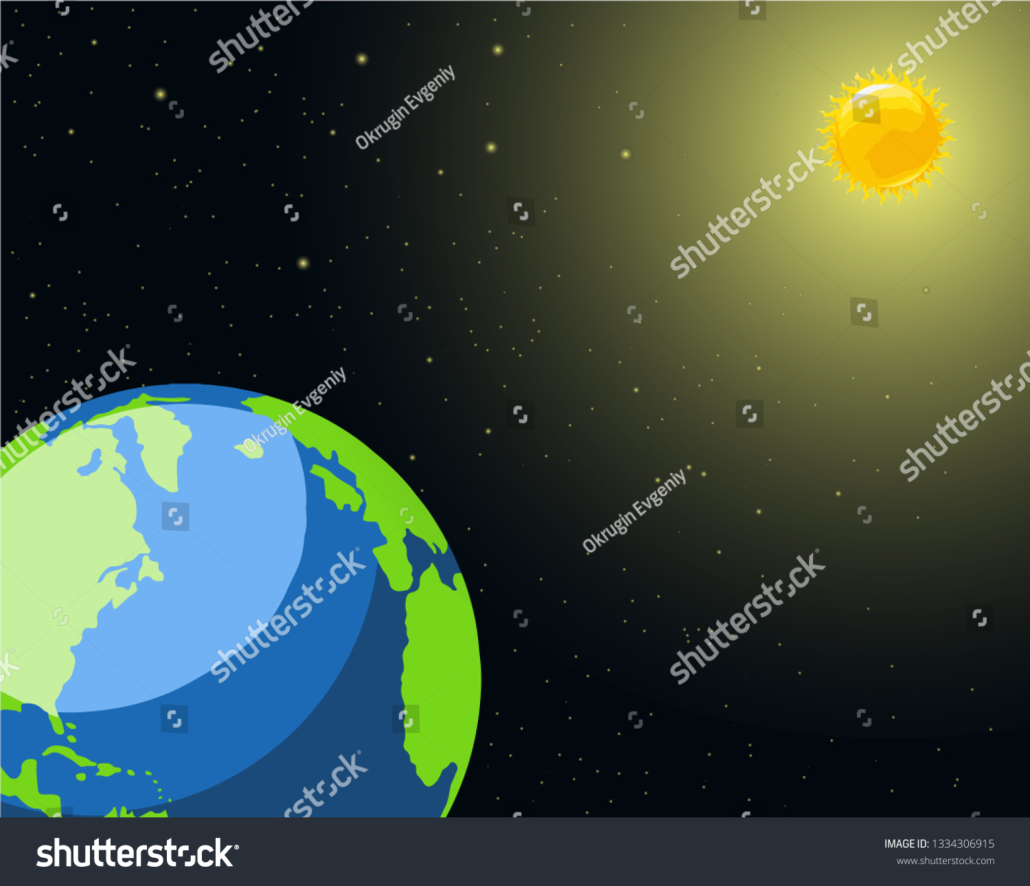 Earth Sun Space Landscape Vector: เวกเตอร์สต็อก (ปลอดค่าลิขสิทธิ์ ...