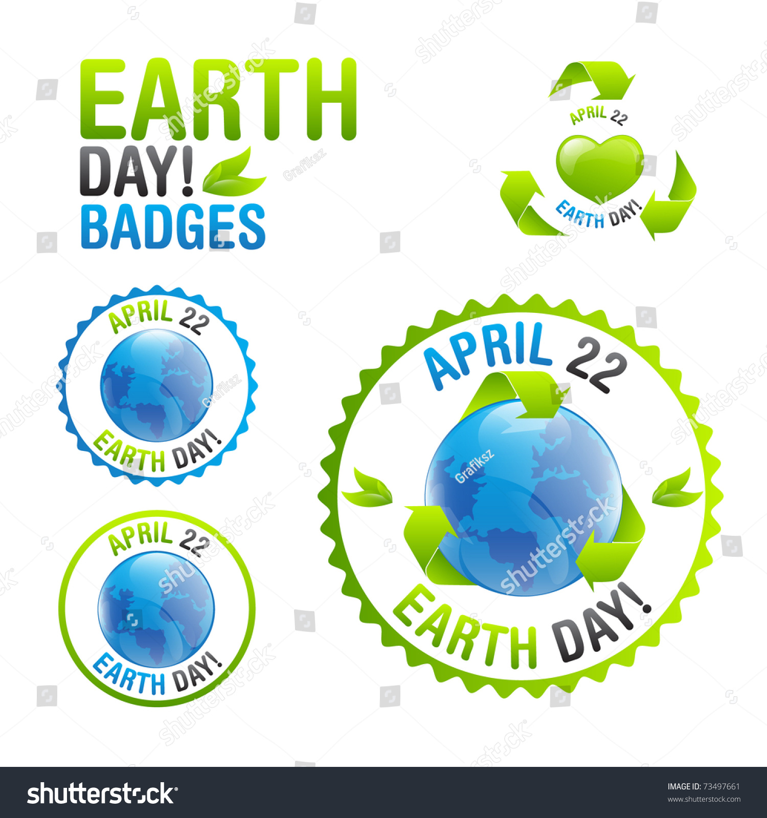 Earth Day Badge Set Stock Vector (Royalty Free) 73497661