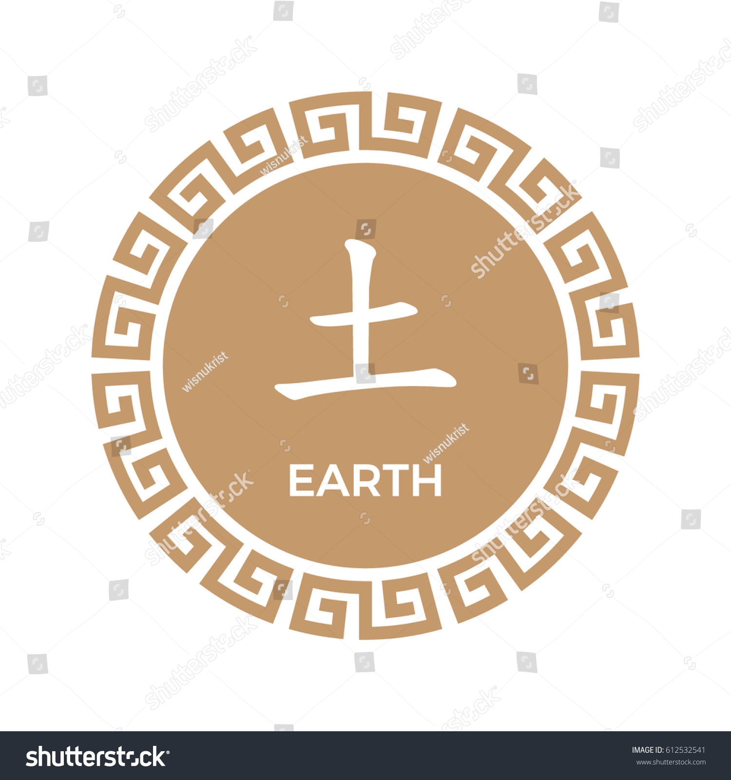 Earth Element Symbol Chinese Border Stock Vector (Royalty Free ...