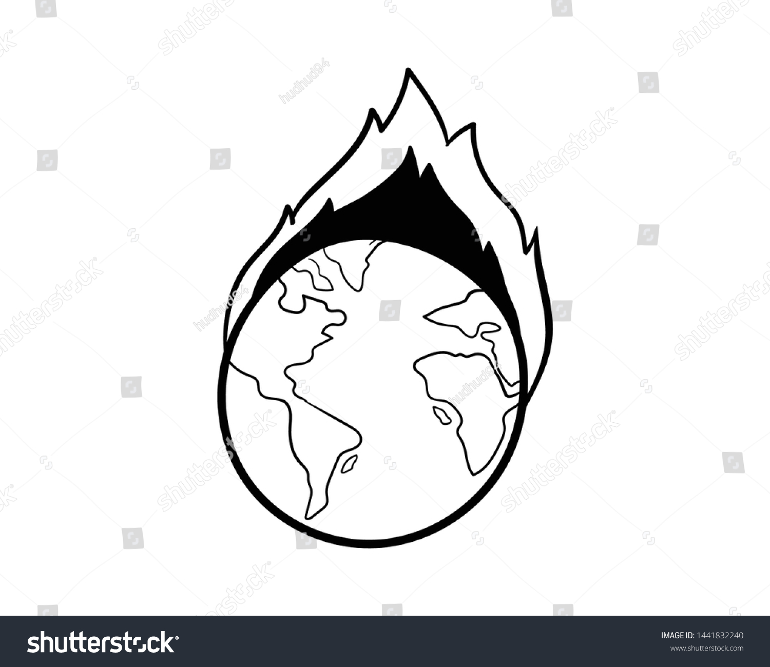 Earth Fire Doodle Vector Hand Drawing Stock Vector (Royalty Free ...