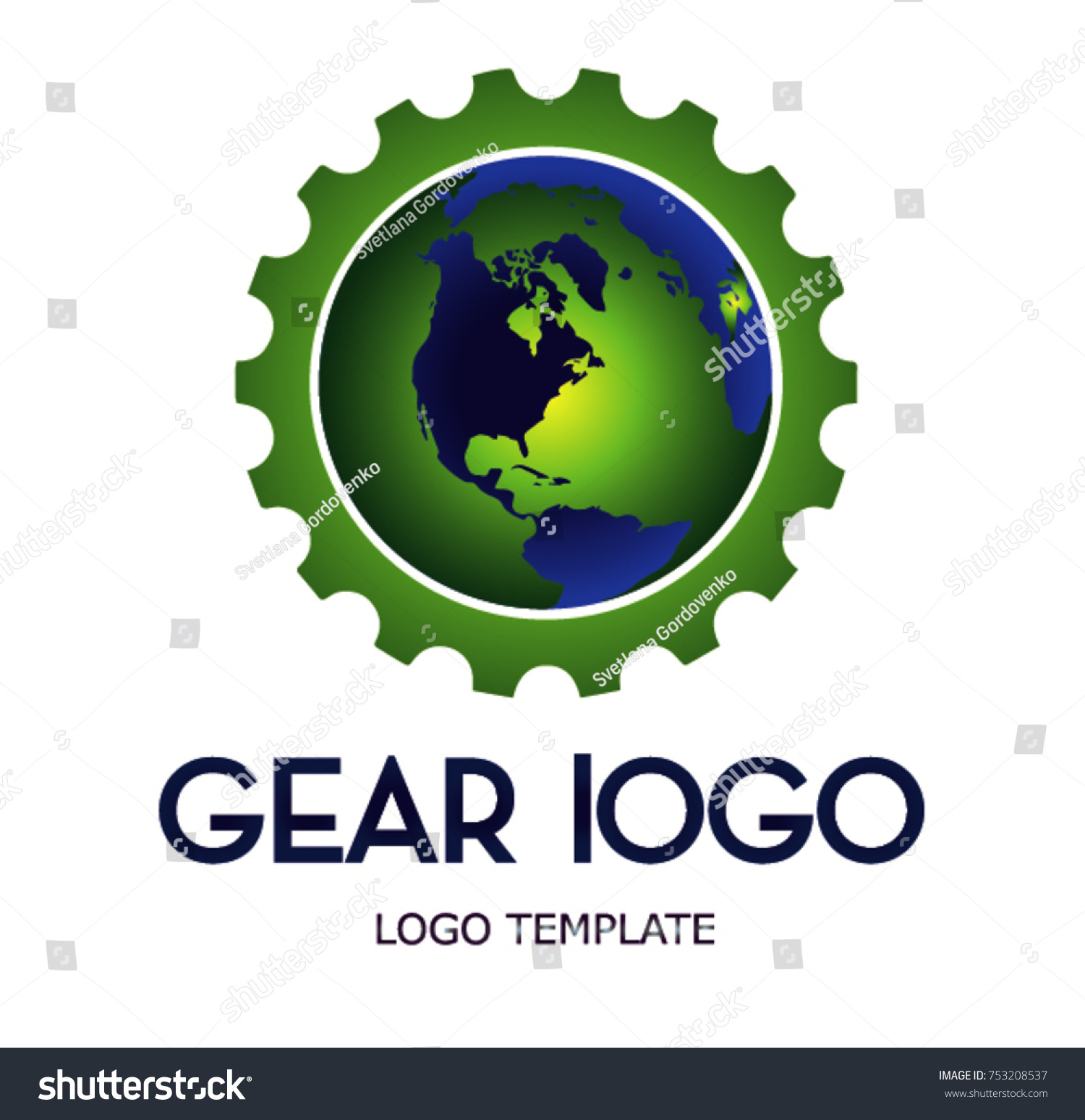 Earth Gear Logo Template Stock Vector (Royalty Free) 753208537
