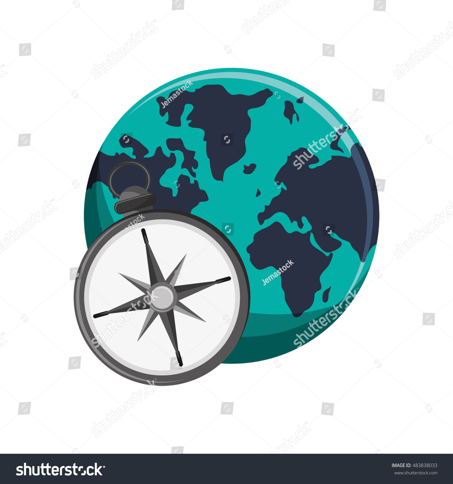 Earth Globe Compass Icon Stock Vector (Royalty Free) 483838033 ...