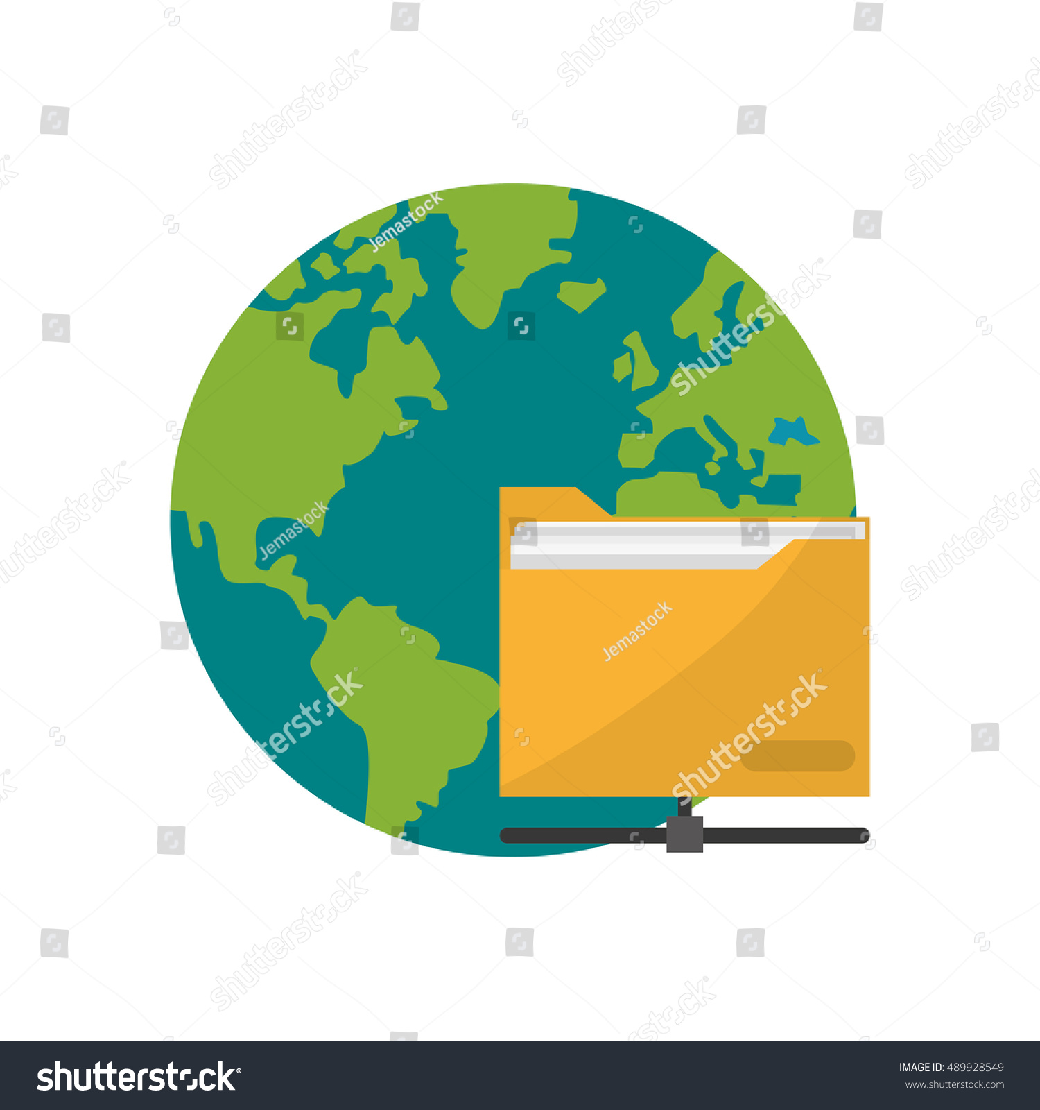 Earth Globe File Folder Icon Stock Vector (Royalty Free) 489928549