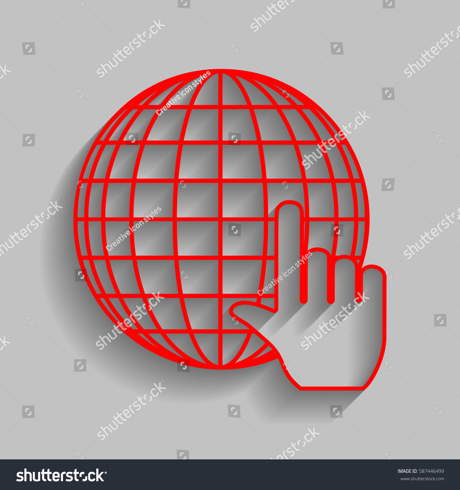 Earth Globe Cursor Vector Red Icon Stock Vector (Royalty Free ...