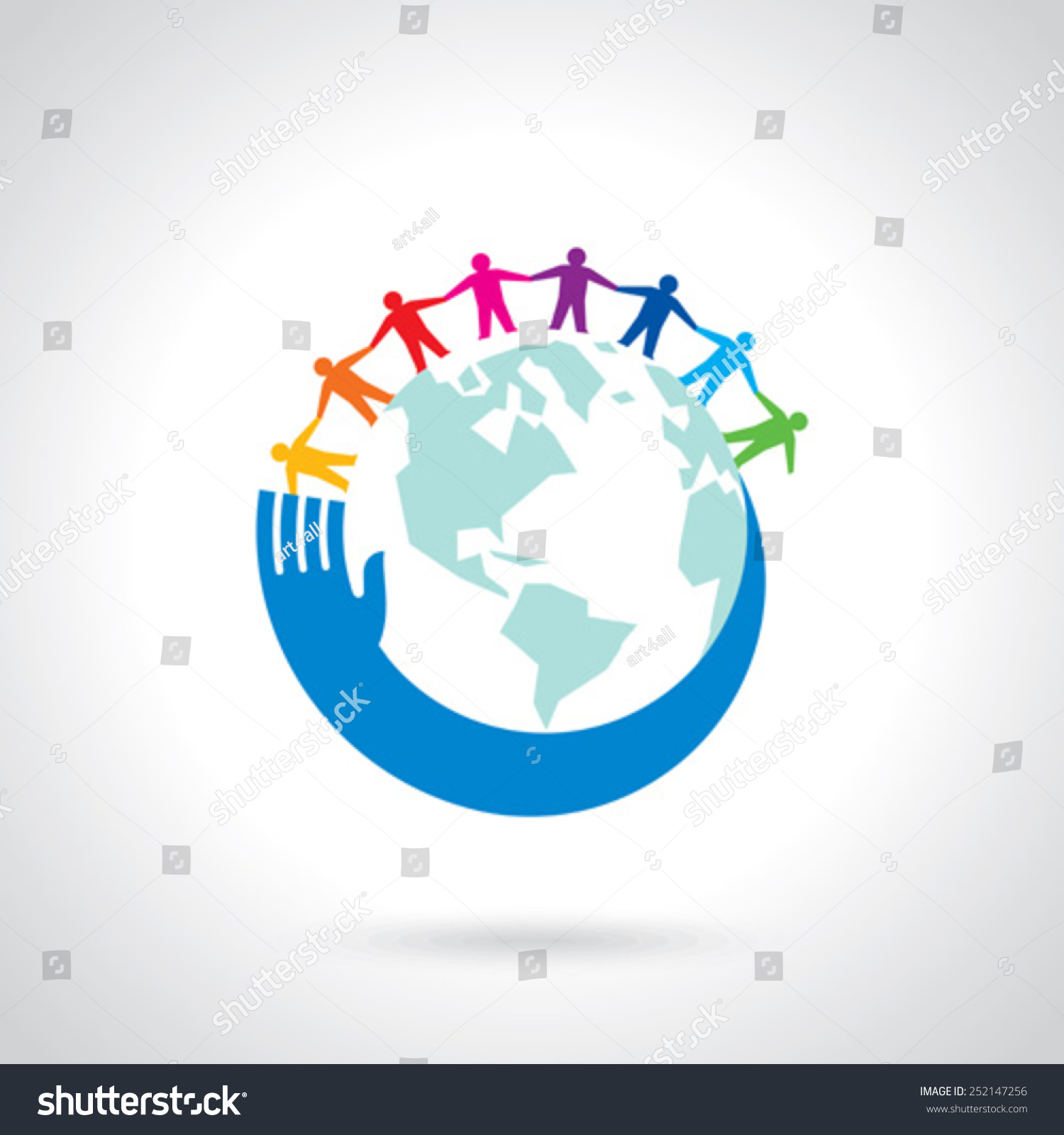 Earth Globe People Teamwork Concept Stock Vector 252147256 - Shutterstock