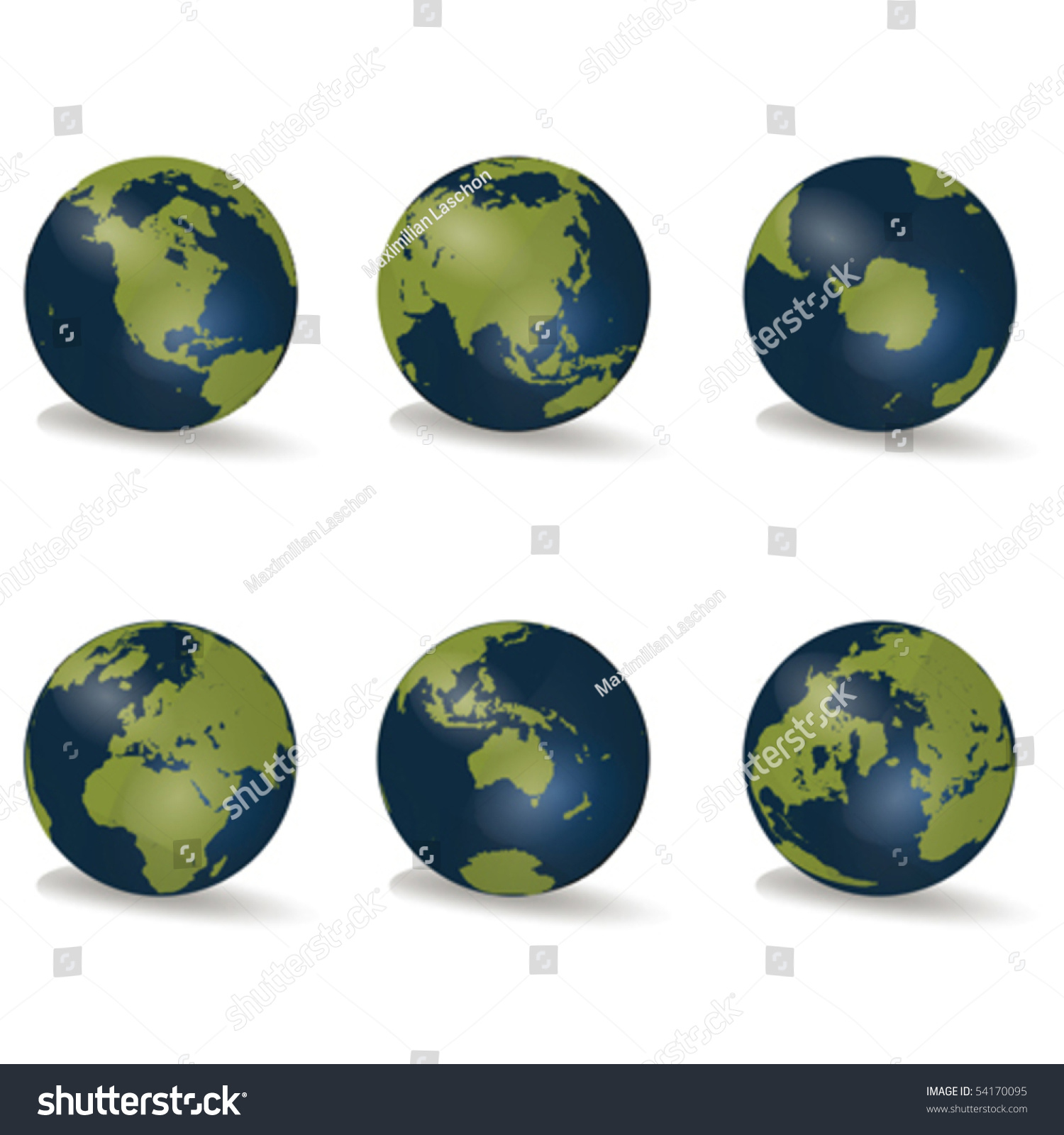 Earth Globes Continent Collection Vector Stock Vector (Royalty Free ...