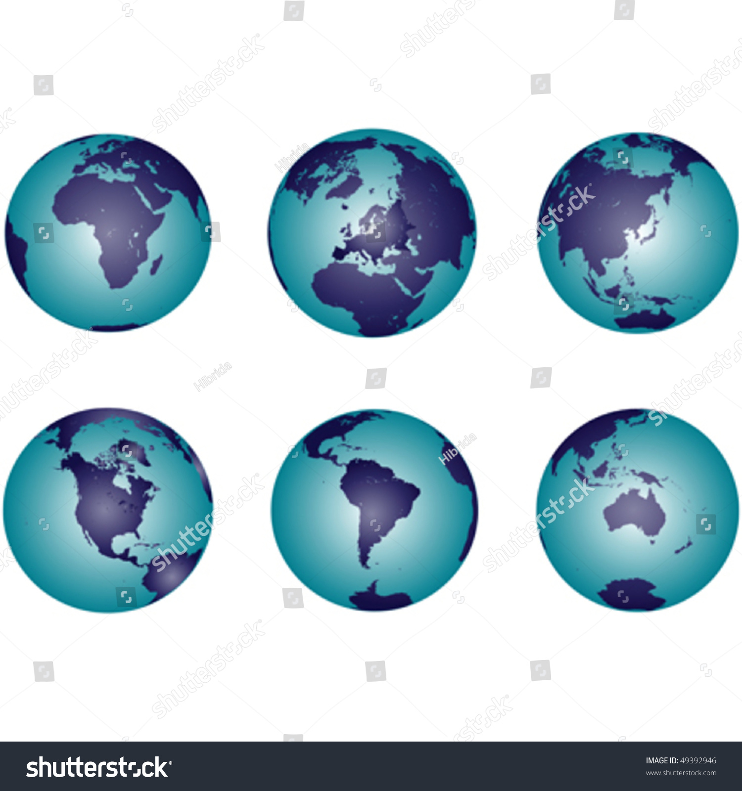 Earth Globes Representing All Continents Stock Vector (Royalty Free ...