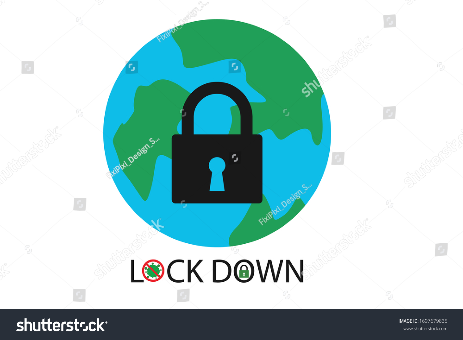 Earth Lock Down Vector Icon On Stock Vector (Royalty Free) 1697679835
