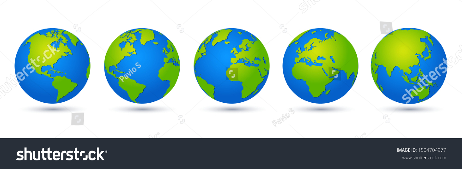 Earth Set 3d Globes World Maps Stok Vektör (Telifsiz) 1504704977 ...
