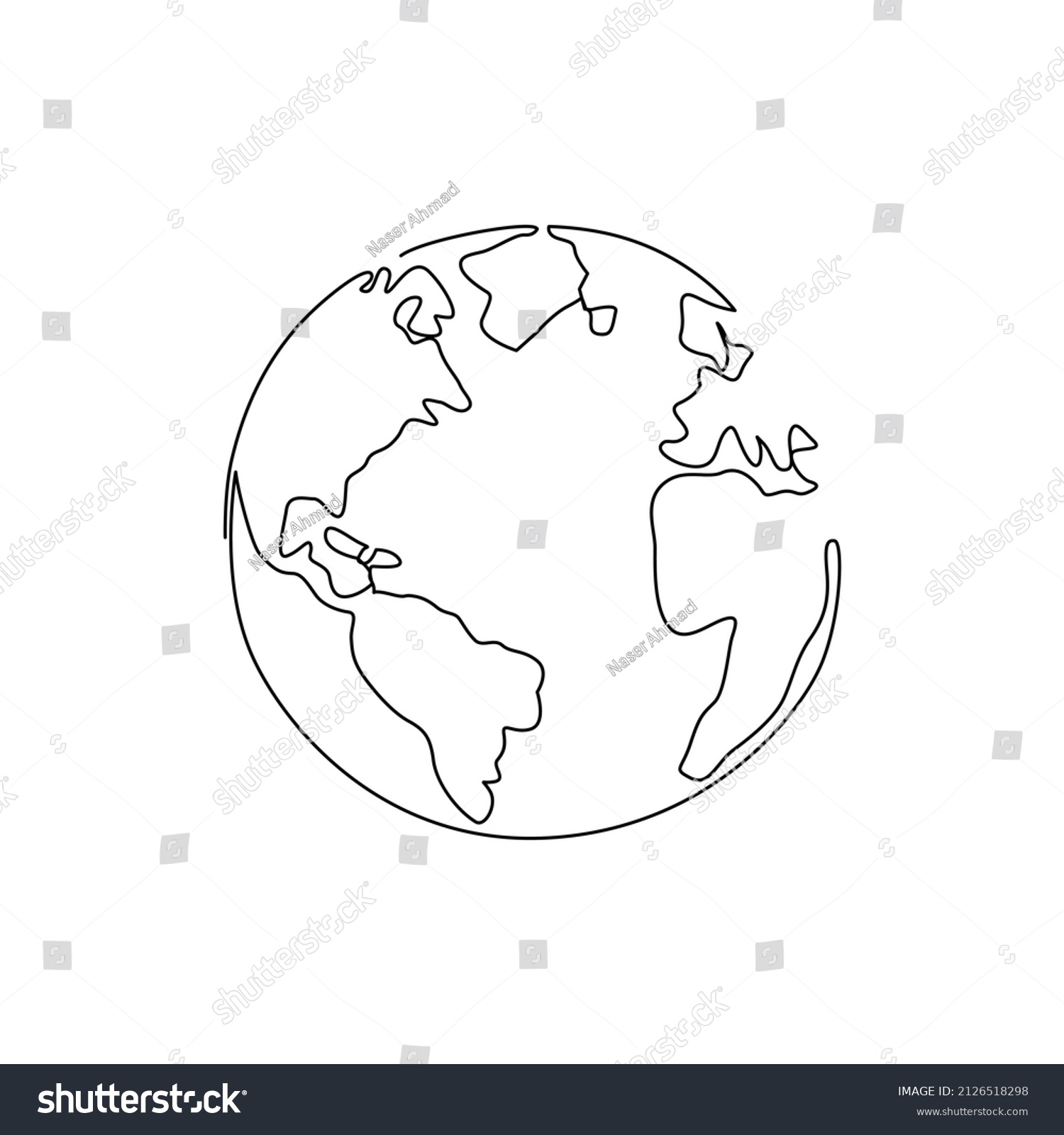 Earth Vector Single Continuous Line Drawing Stock Vector (Royalty Free ...