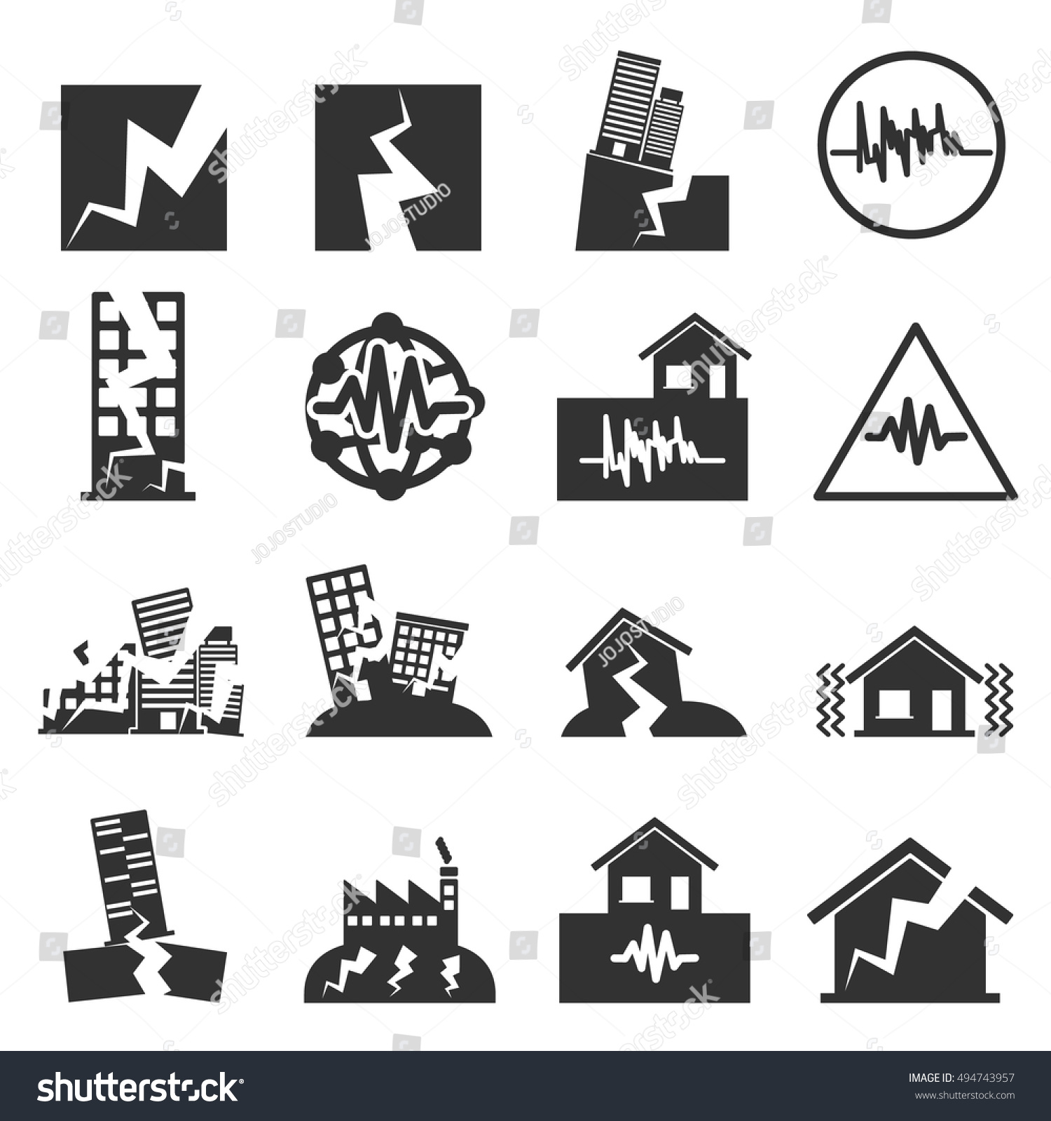 Earthquake Icon Set Stock Vector (Royalty Free) 494743957 | Shutterstock
