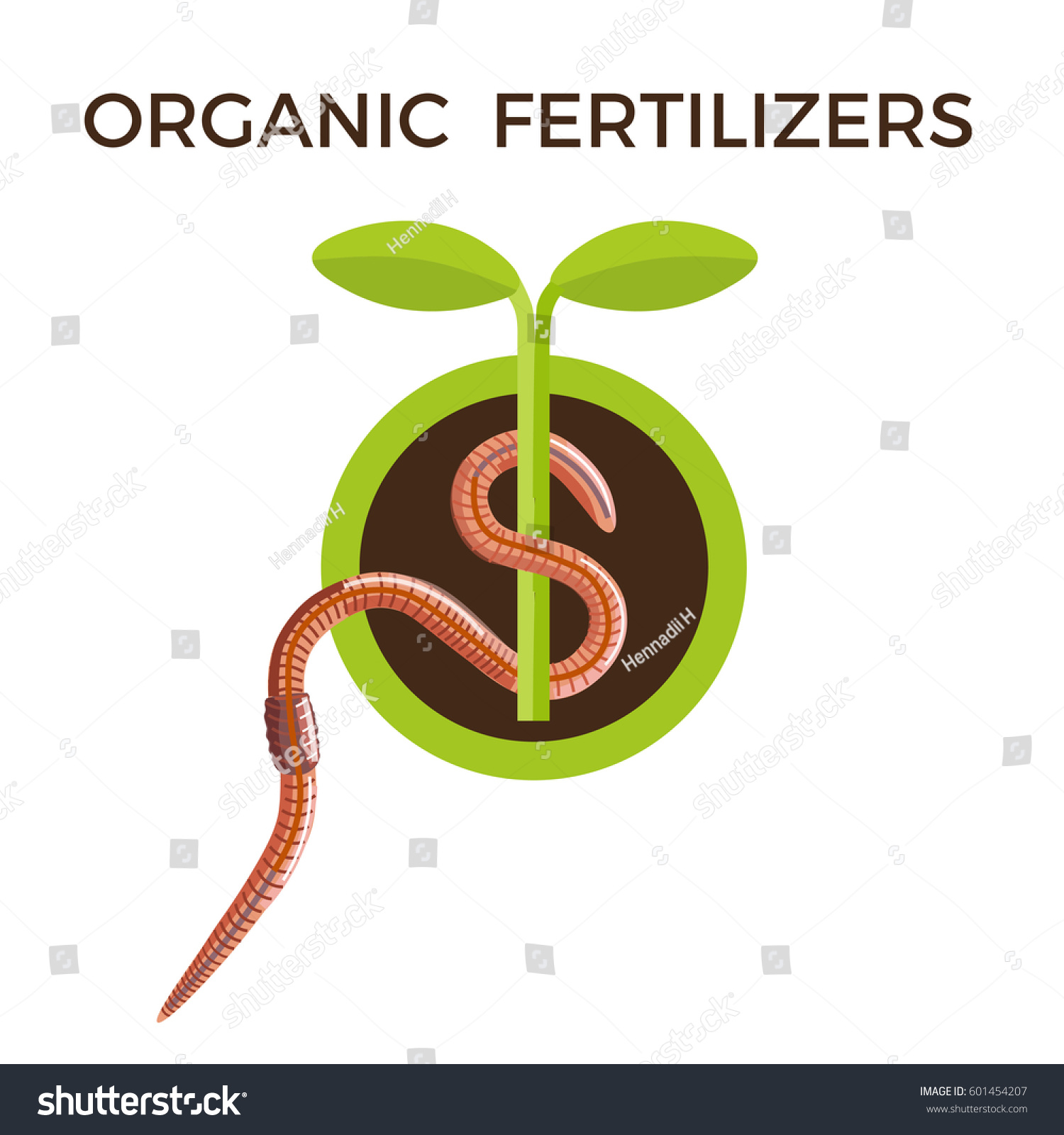 Earthworm Sprout Vector Emblem: vector de stock (libre de regalías ...