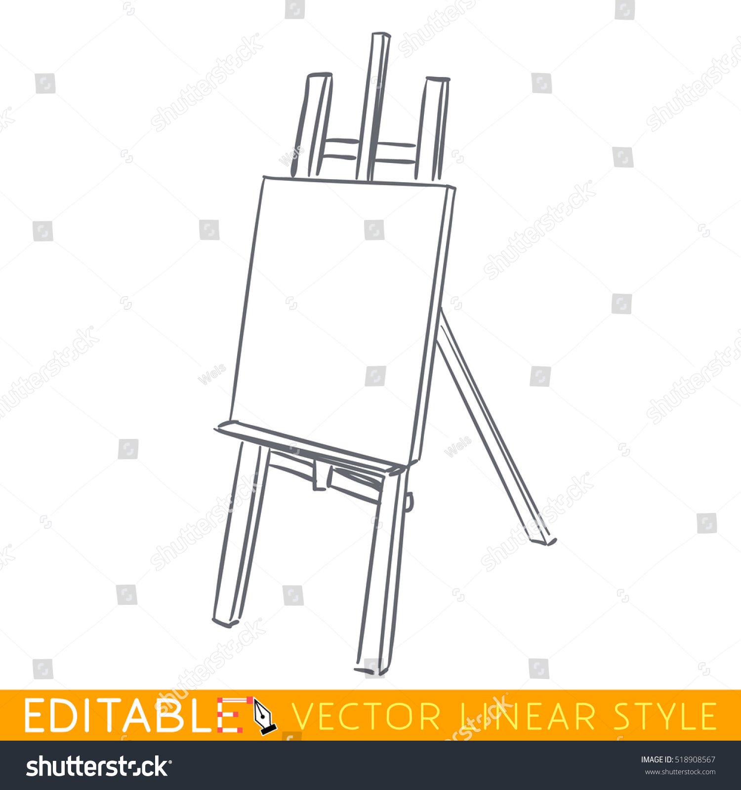 Easel Editable Outline Sketch Icon Stock Vector (Royalty Free) 518908567