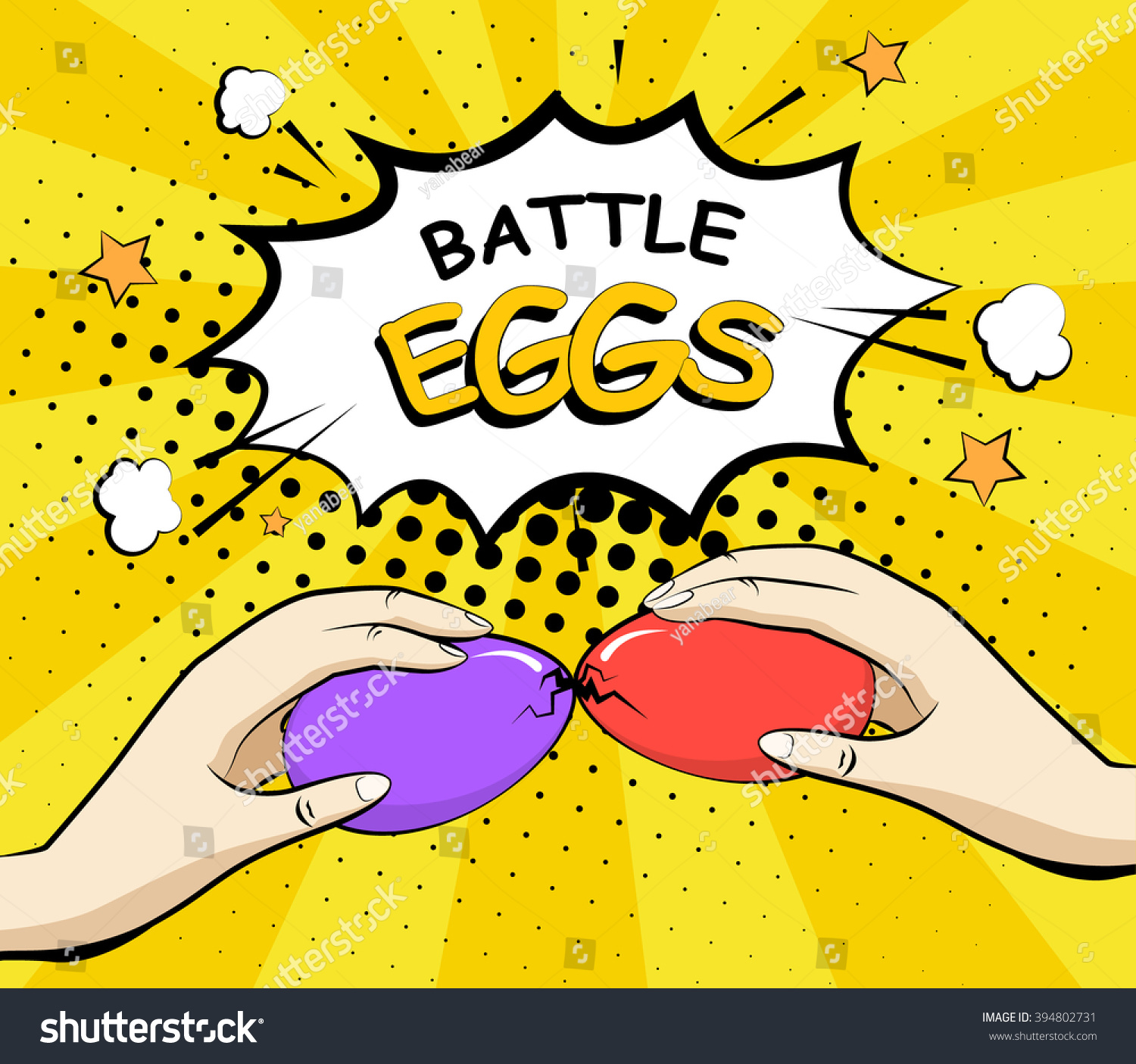 Easter Background Eggs Battle Comics Style Stock Vector (Royalty Free ...