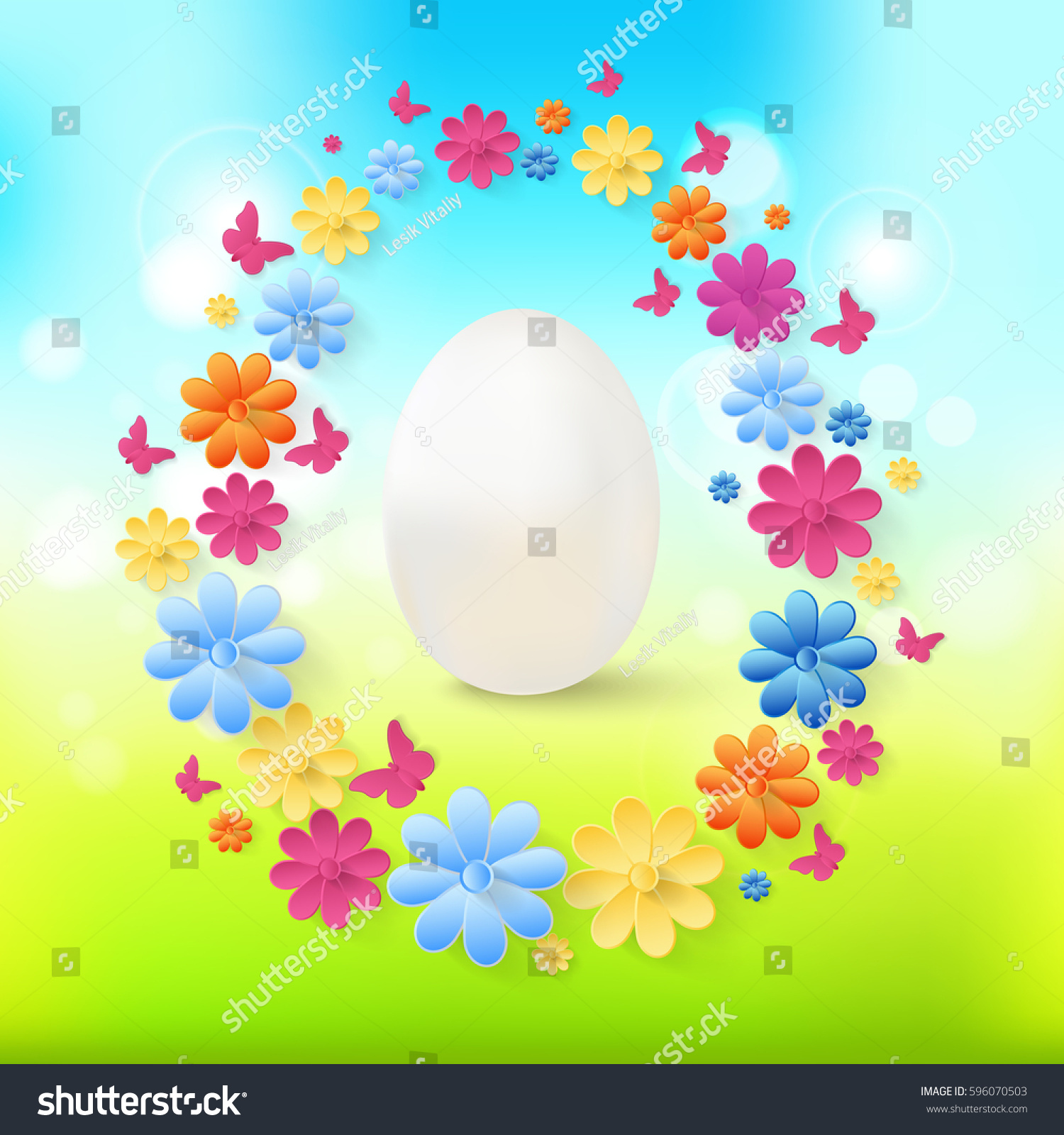Easter Background Frame Flowers Easter Egg Stock Vector (Royalty Free ...