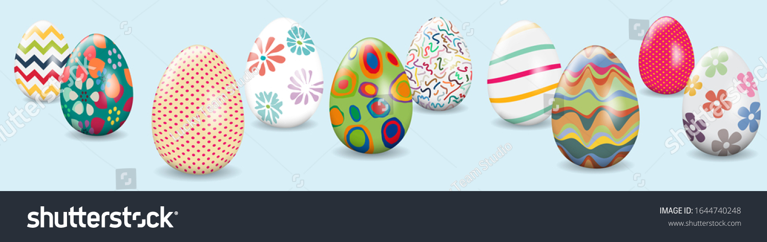 Easter Banner Background Eggs Various Designs Stock Vector (Royalty ...