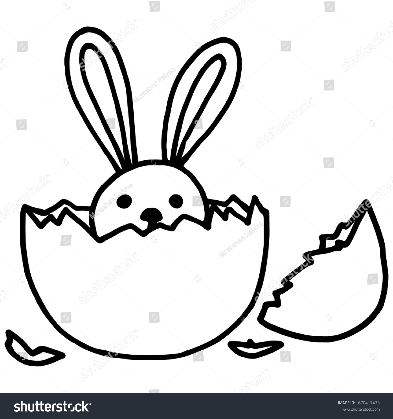 Easter Bunny Doodle Style Simple Vector Stock Vector (Royalty Free ...